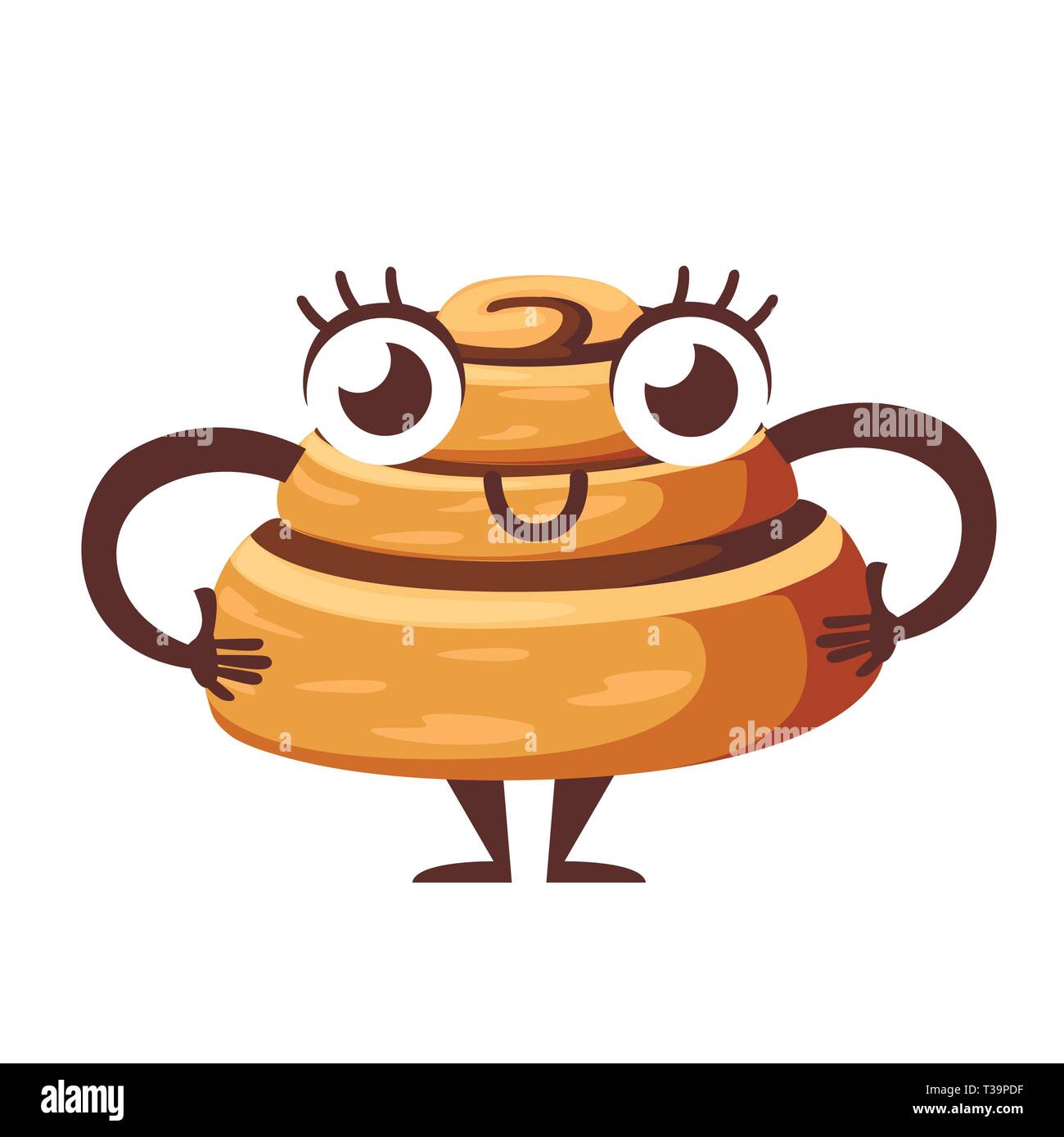 Mascot Bun with cinnamon. Freshly baked sweet cake. Baked pastry item ...