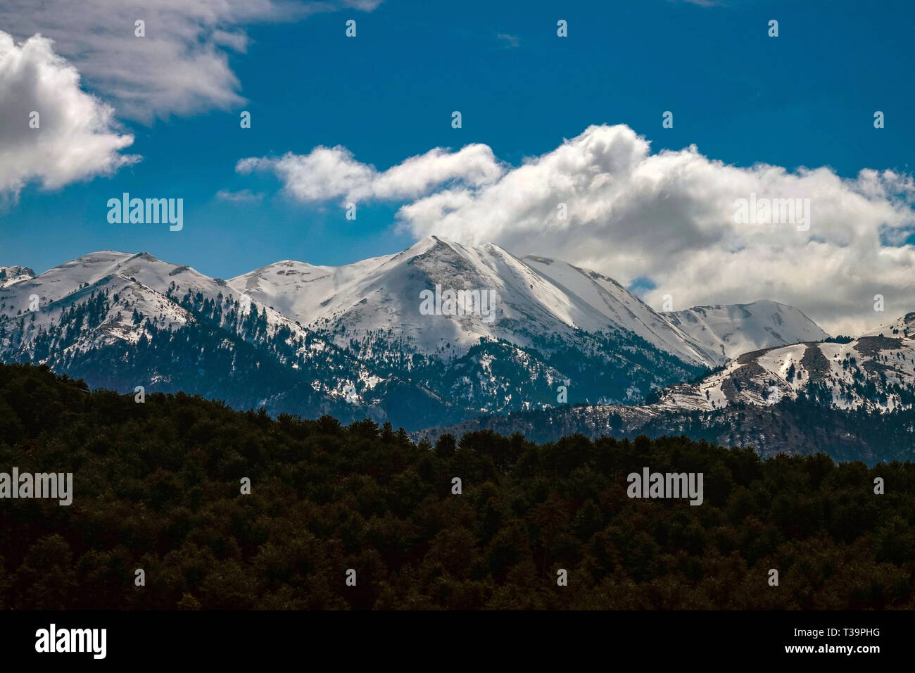 Snow on Mount Taygetus, spring, springtime, Peleponnese, Greece, Greek ...