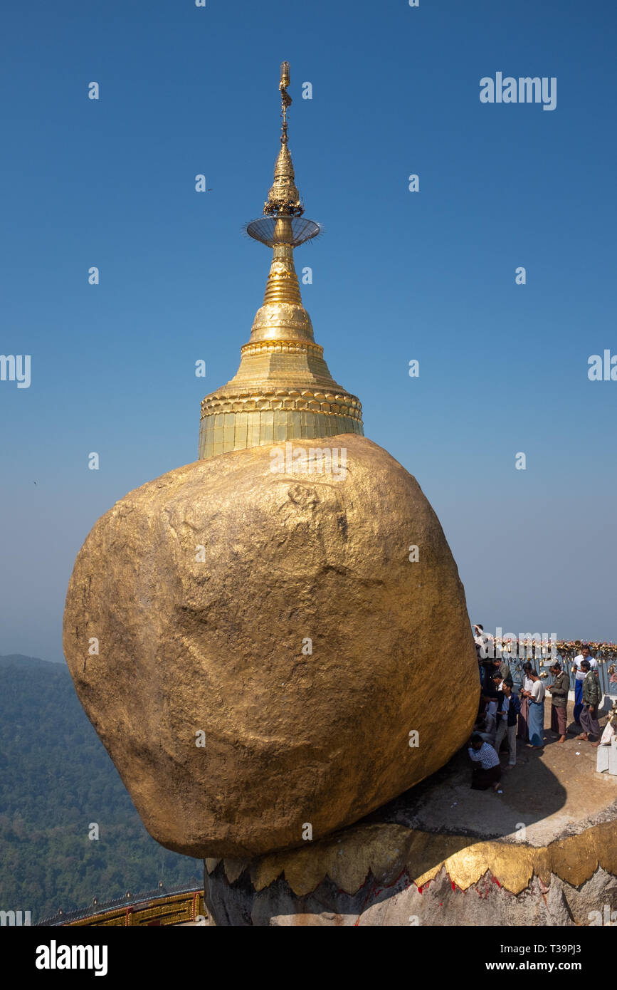 Kyaiktiyo Pagoda (also known as Golden Rock), Kyaiktiyo Hill, Mon State ...