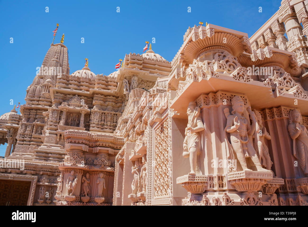Exterior view of the famous BAPS Shri Swaminarayan Mandir at Chino ...