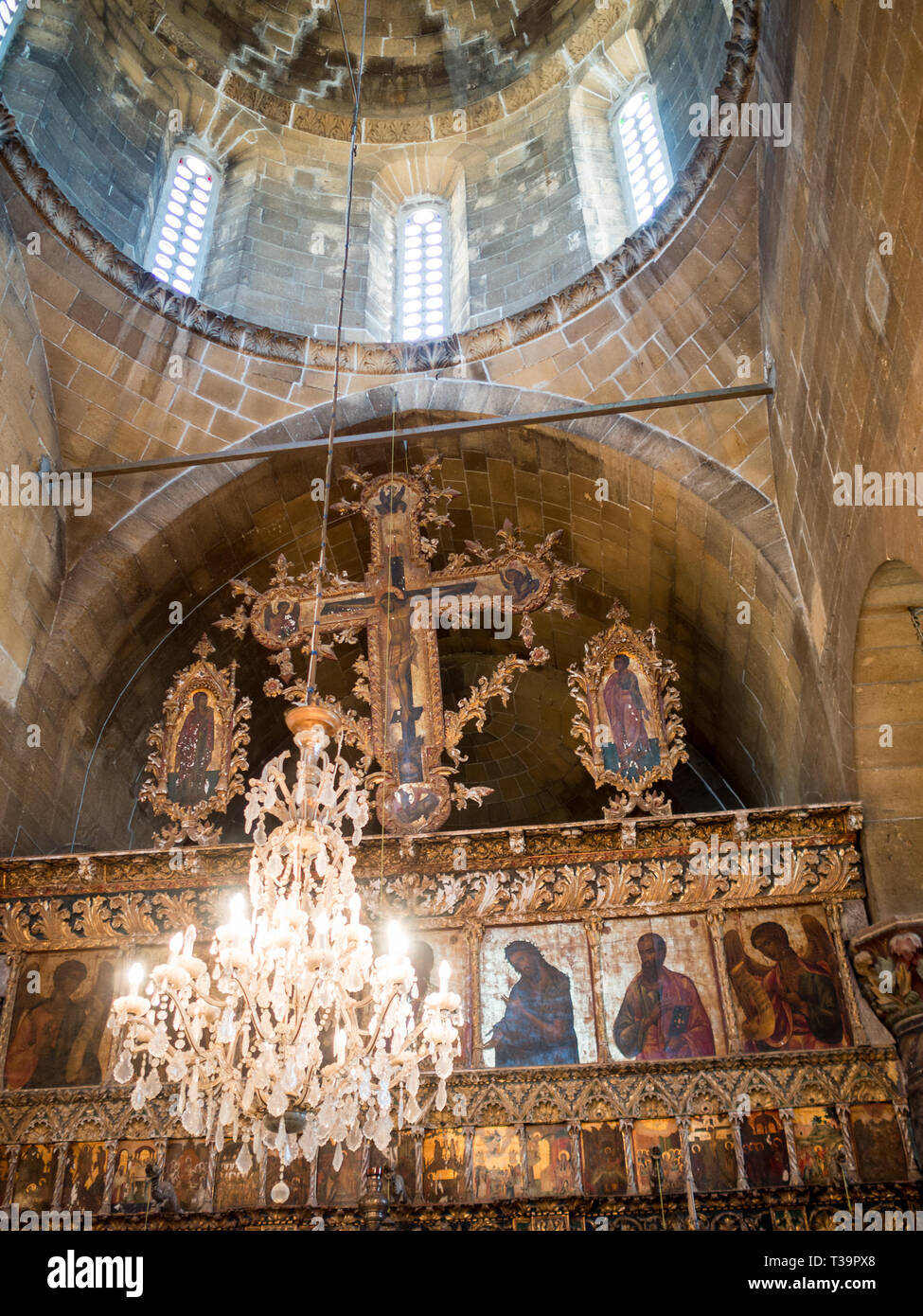Templon cross and dome of Agios Mamas Church, Cyprus Stock Photo - Alamy