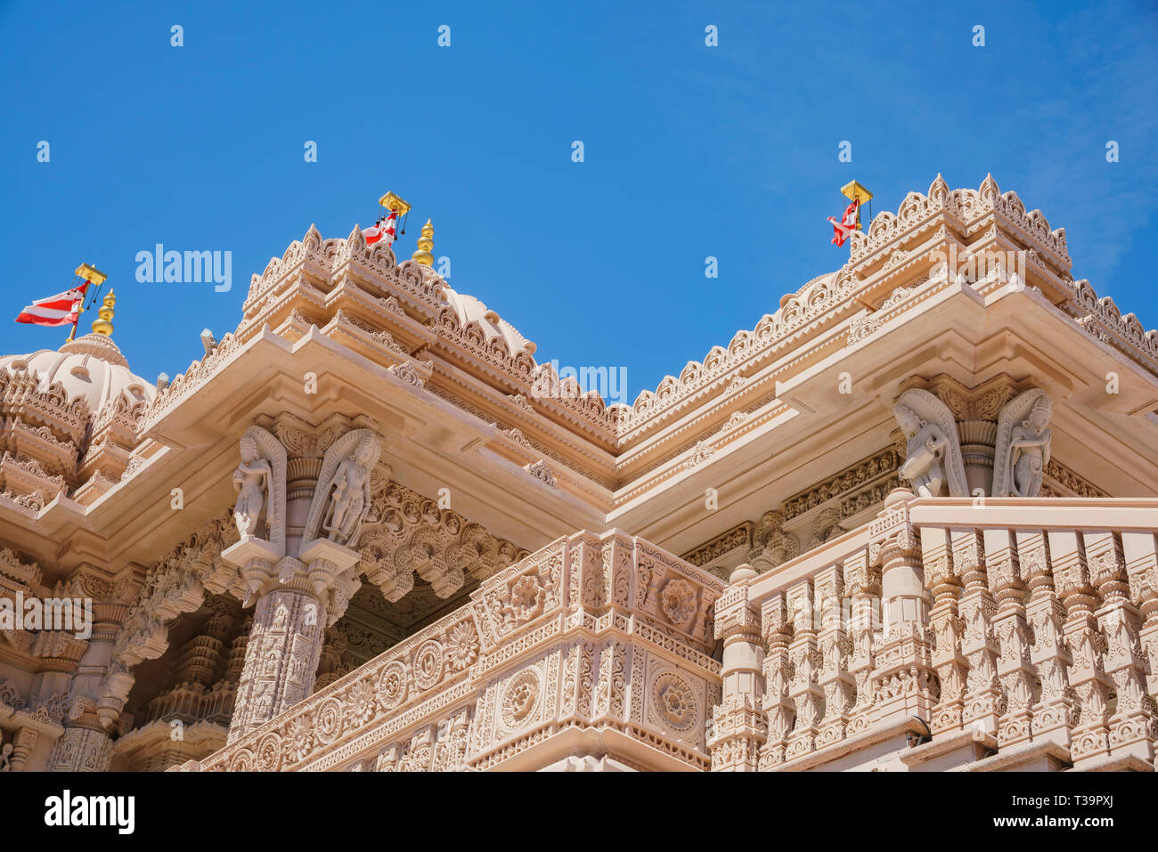 Exterior view of the famous BAPS Shri Swaminarayan Mandir at Chino ...