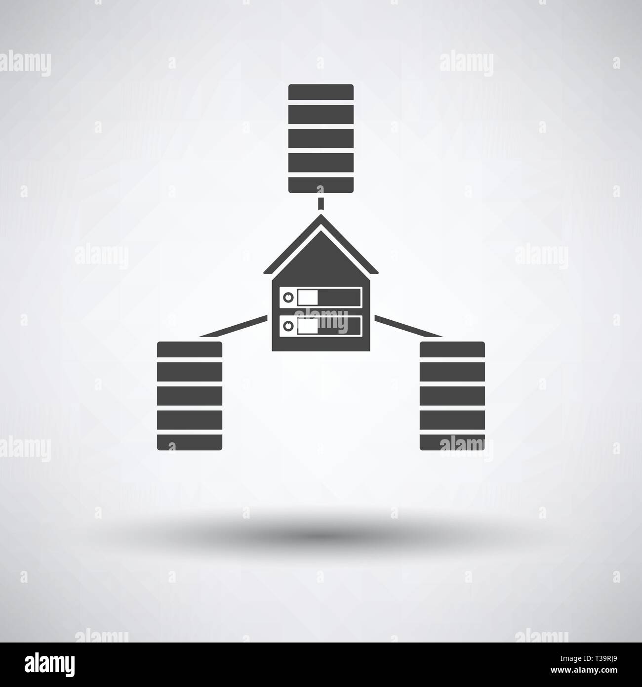 Datacenter Icon on gray background, round shadow. Vector illustration ...