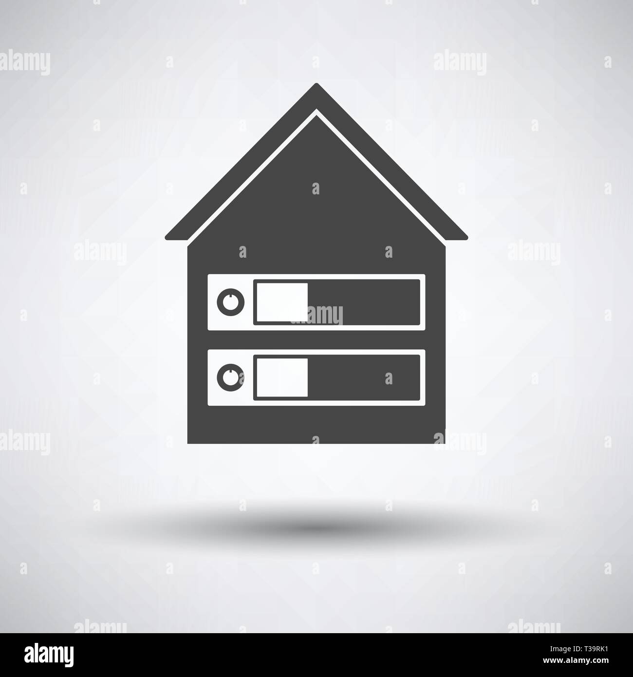 Datacenter Icon on gray background, round shadow. Vector illustration ...