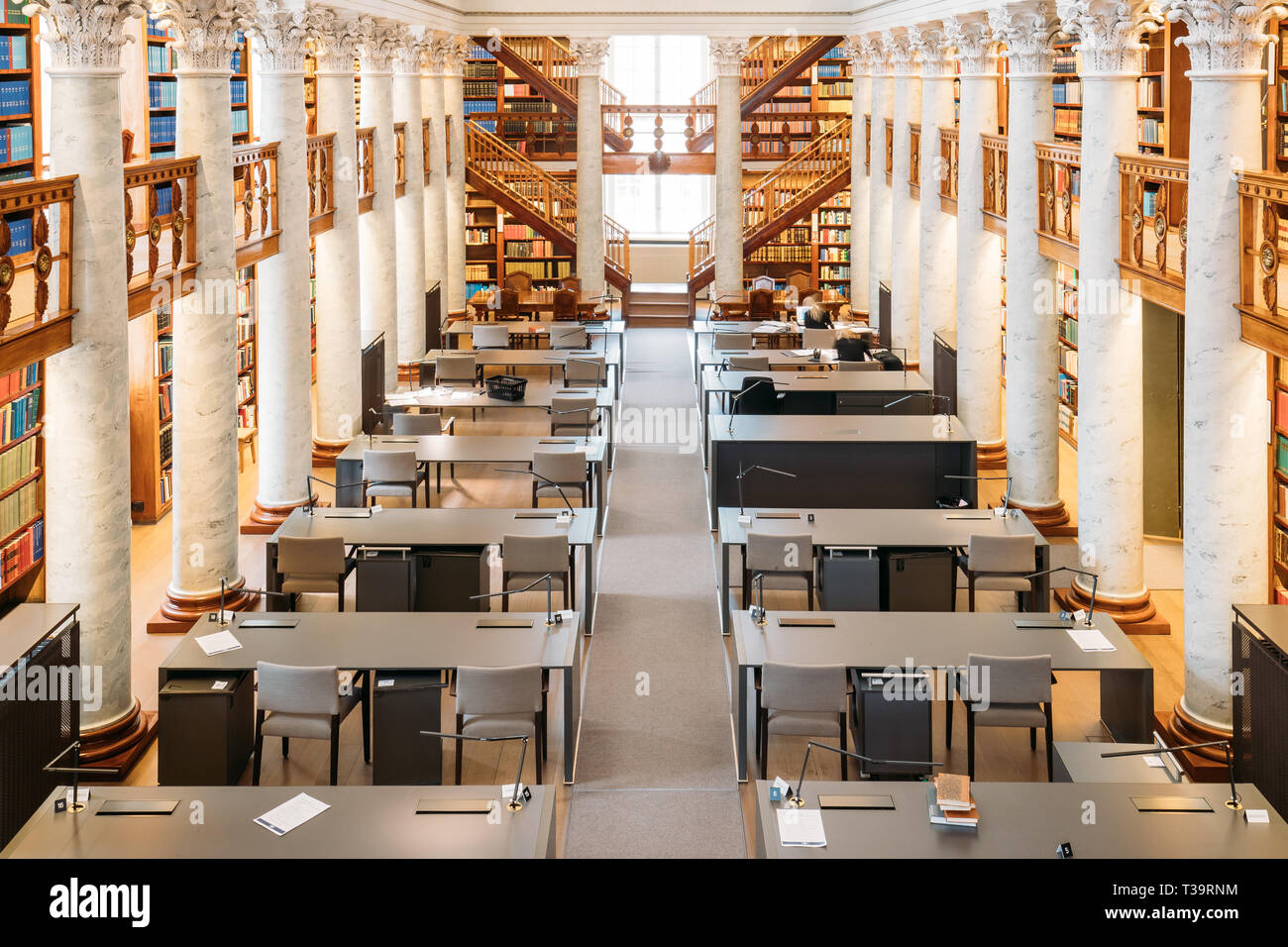 Helsinki, Finland. Reading Room And Racks With Books In The National ...