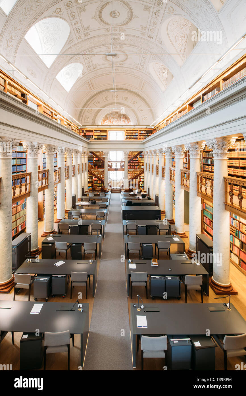 Helsinki, Finland. Reading Room And Racks With Books In The National ...