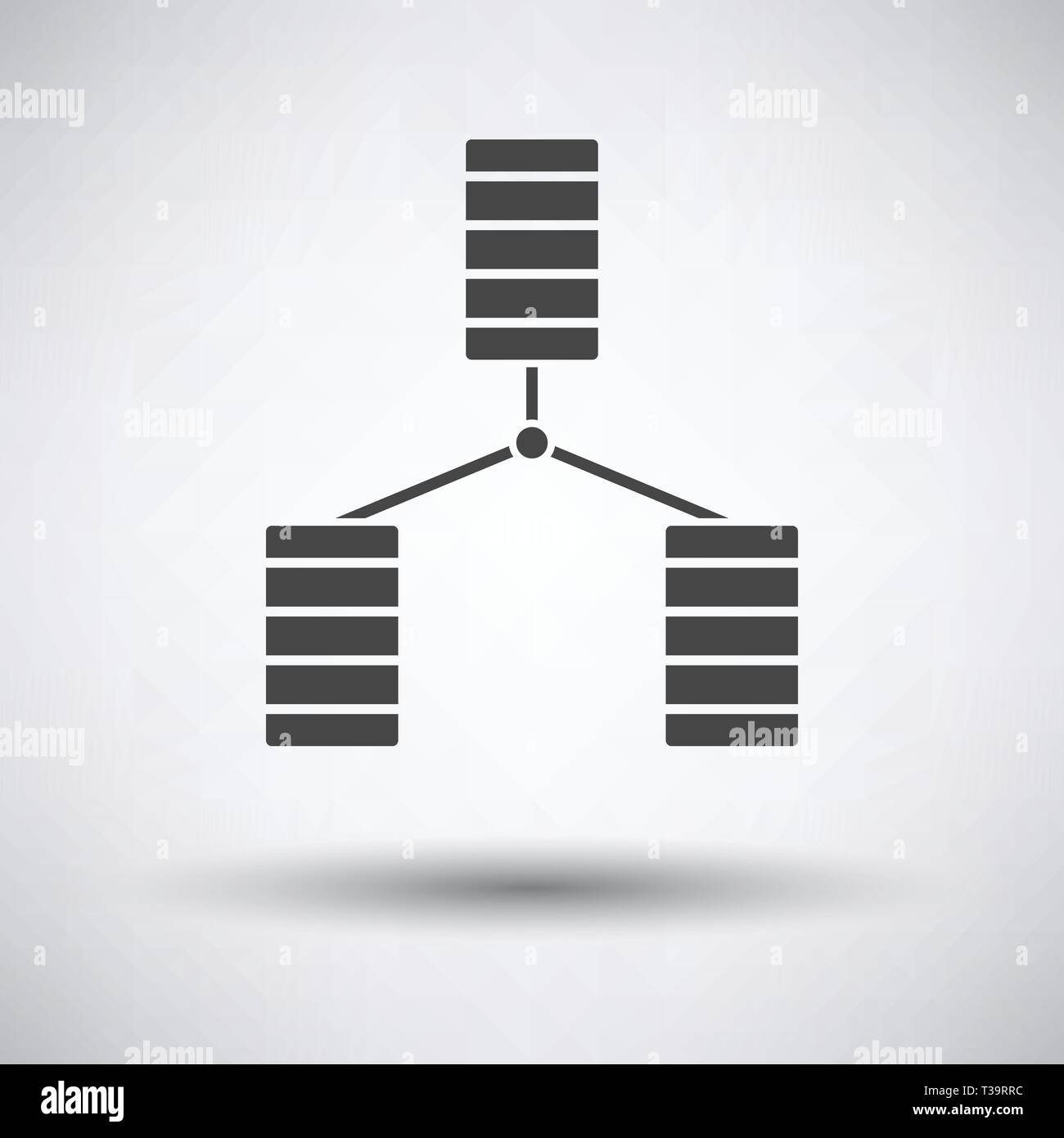 Database Icon on gray background, round shadow. Vector illustration ...