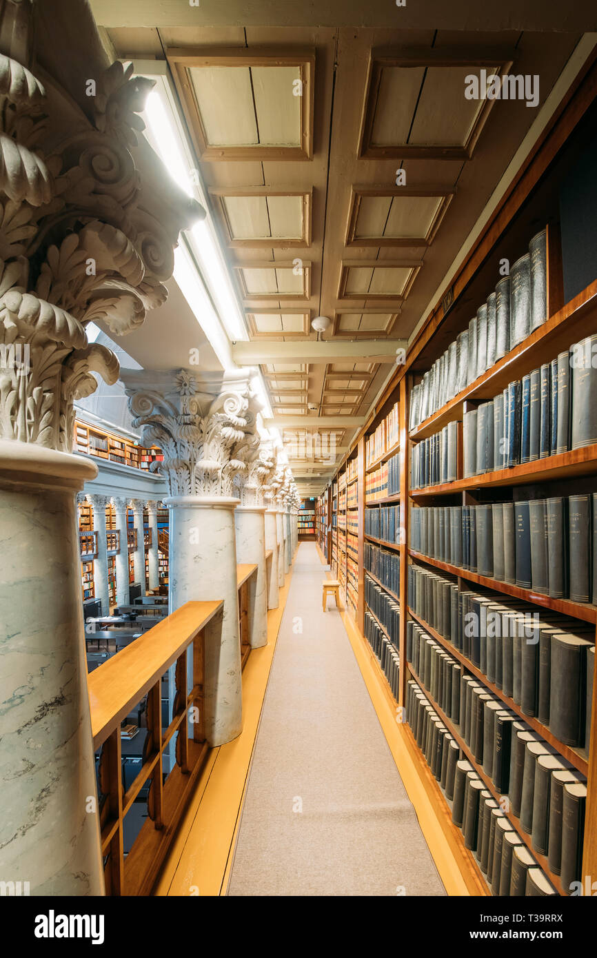 Helsinki, Finland. Reading Room And Racks With Books In The National ...