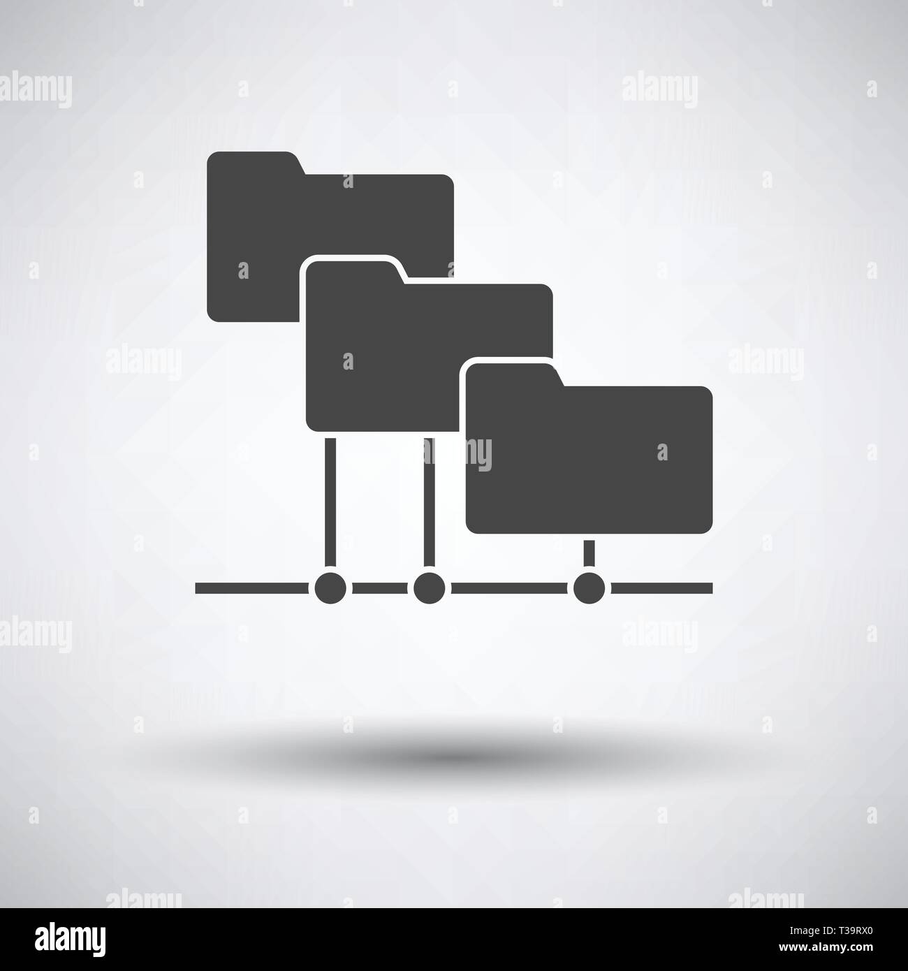 Folder Network Icon on gray background, round shadow. Vector illustration Stock Vector Image ...