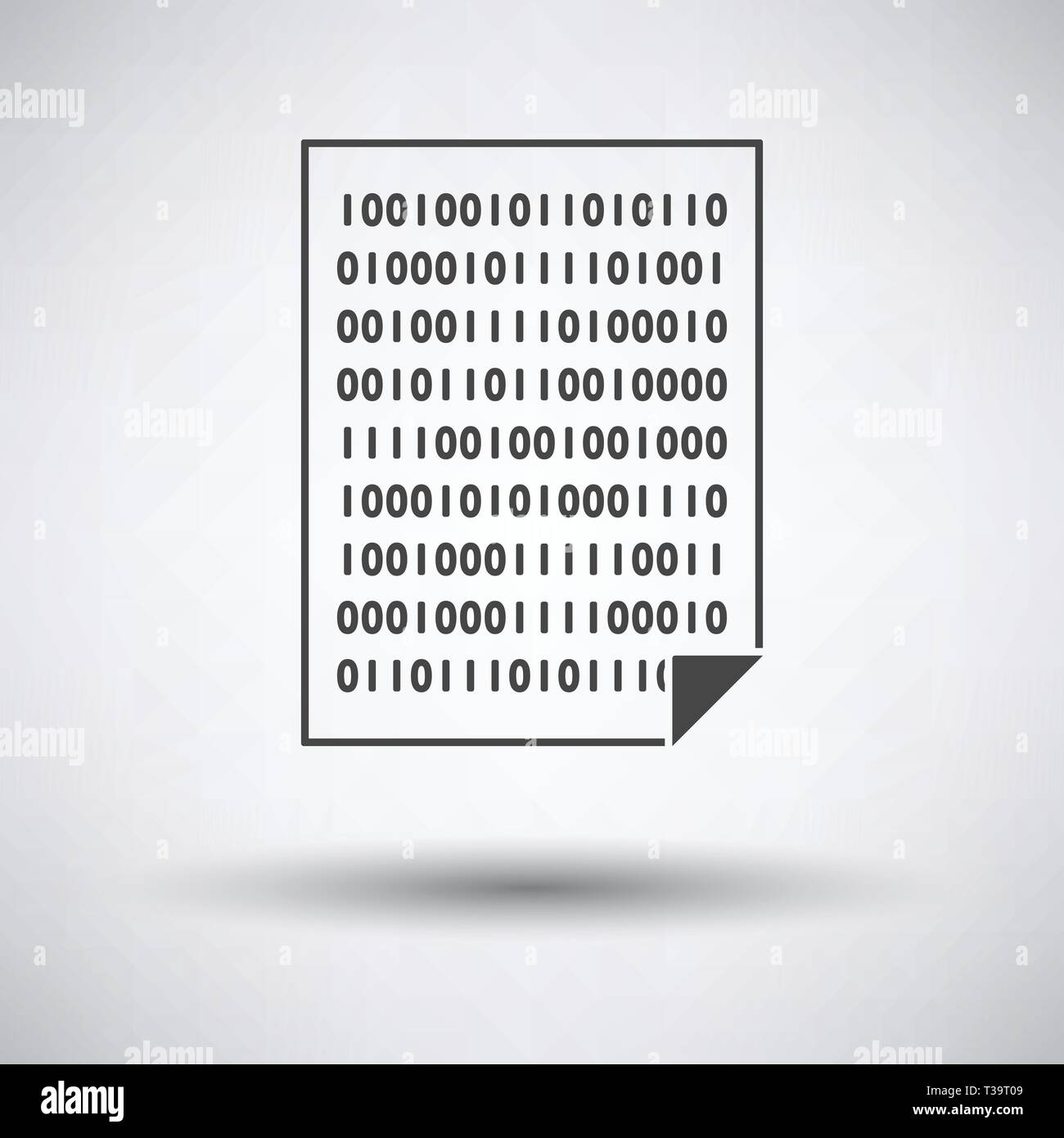 Sheet With Binary Code Icon on gray background, round shadow. Vector illustration Stock Vector ...