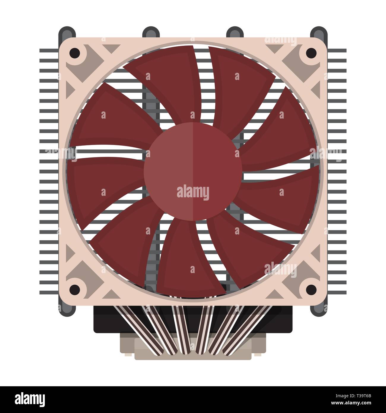 Plastic computer processor cooler with radiator isolated on white. PC ...