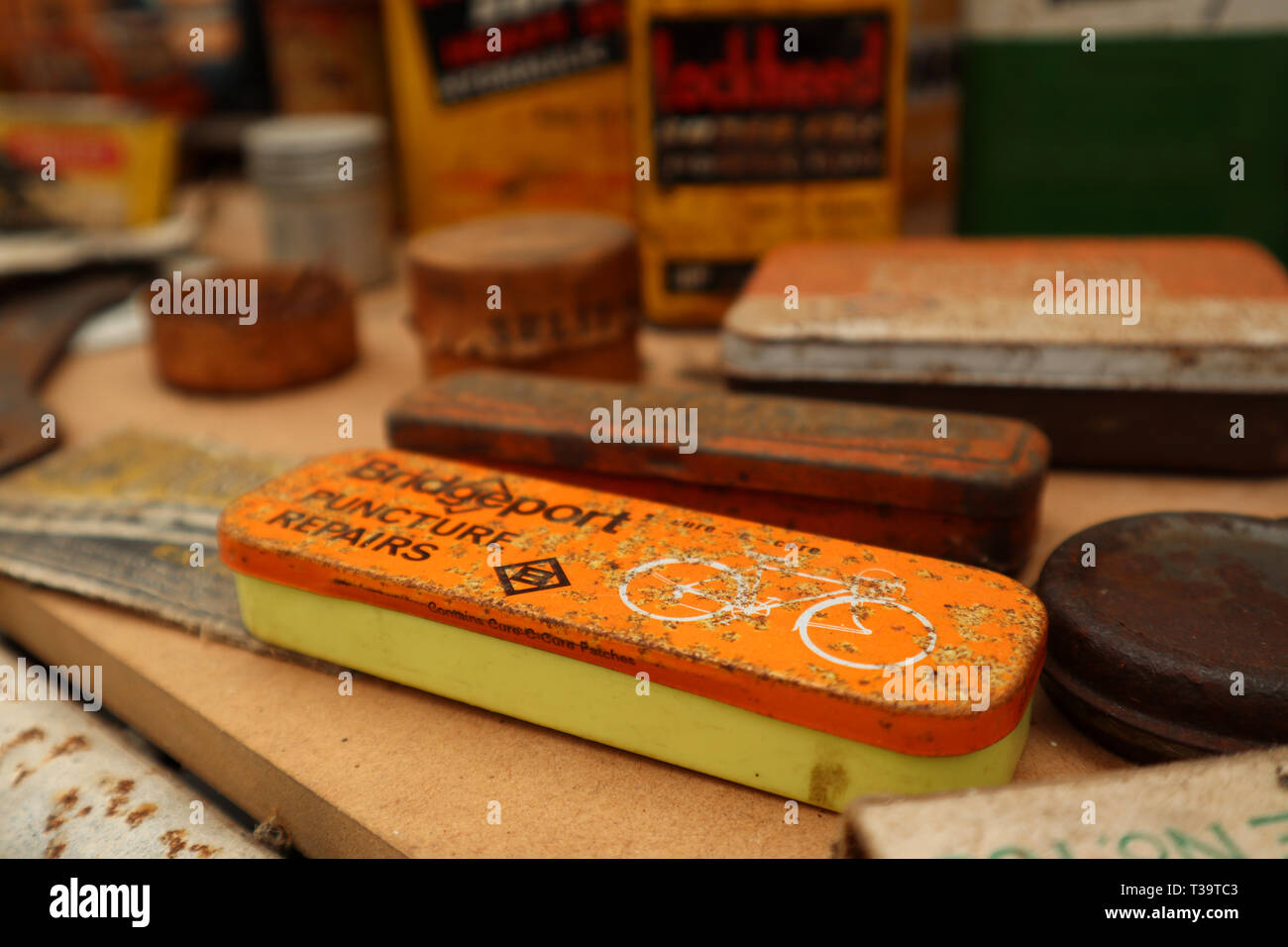 a vintage puncture repair kit Stock Photo - Alamy