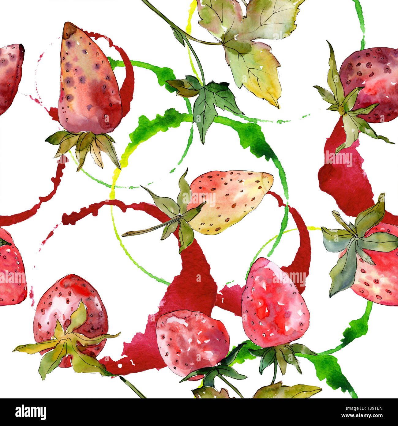 Strawberry healthy food isolated. Watercolor background illustration ...