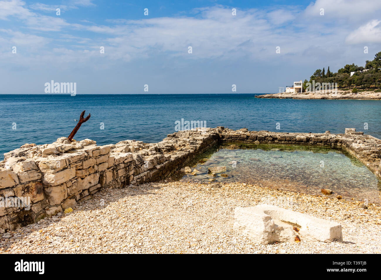 Natural swimming pool on Verudela beach in Pula, Croatia Stock Photo ...