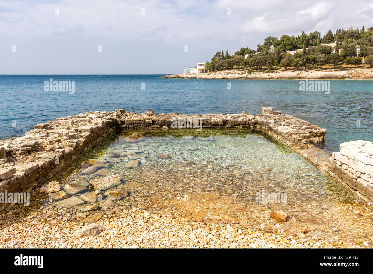 Natural swimming pool on Verudela beach in Pula, Croatia Stock Photo ...