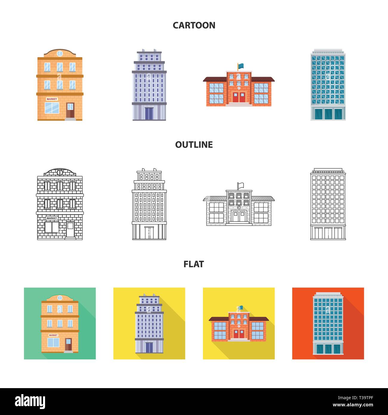 Vector illustration of municipal and center symbol. Collection of ...