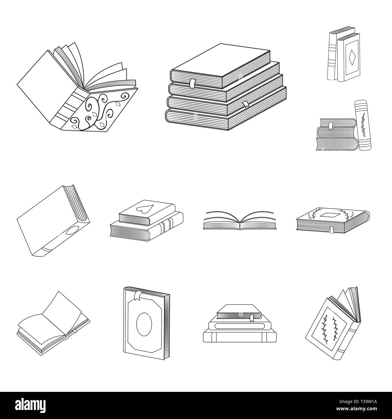 Vector illustration of study and literature sign. Set of study and ...