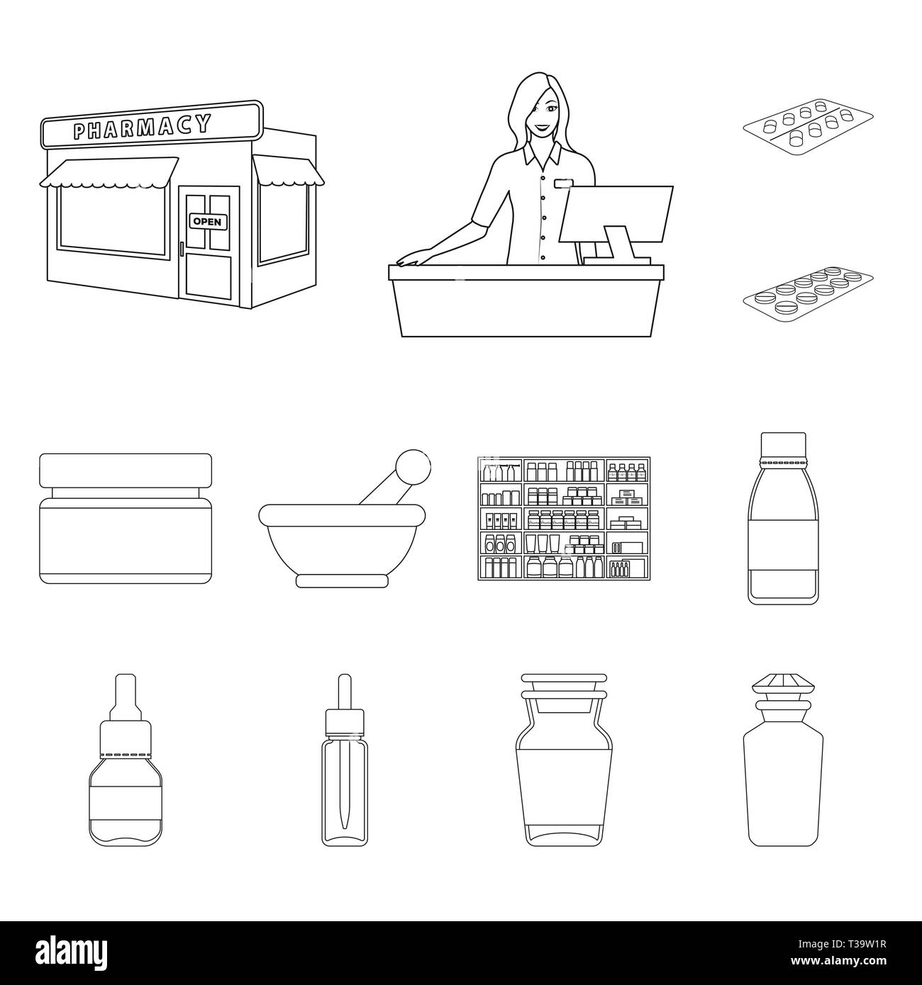 Vector design of pharmacy and pharmaceutical sign. Set of pharmacy and ...