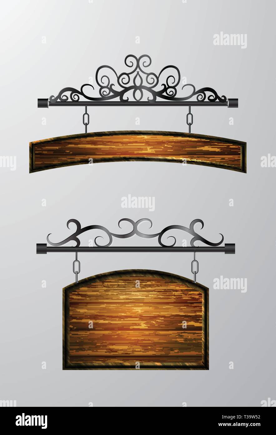 hanging, wooden Board vector, wooden object for text Stock Vector Image ...