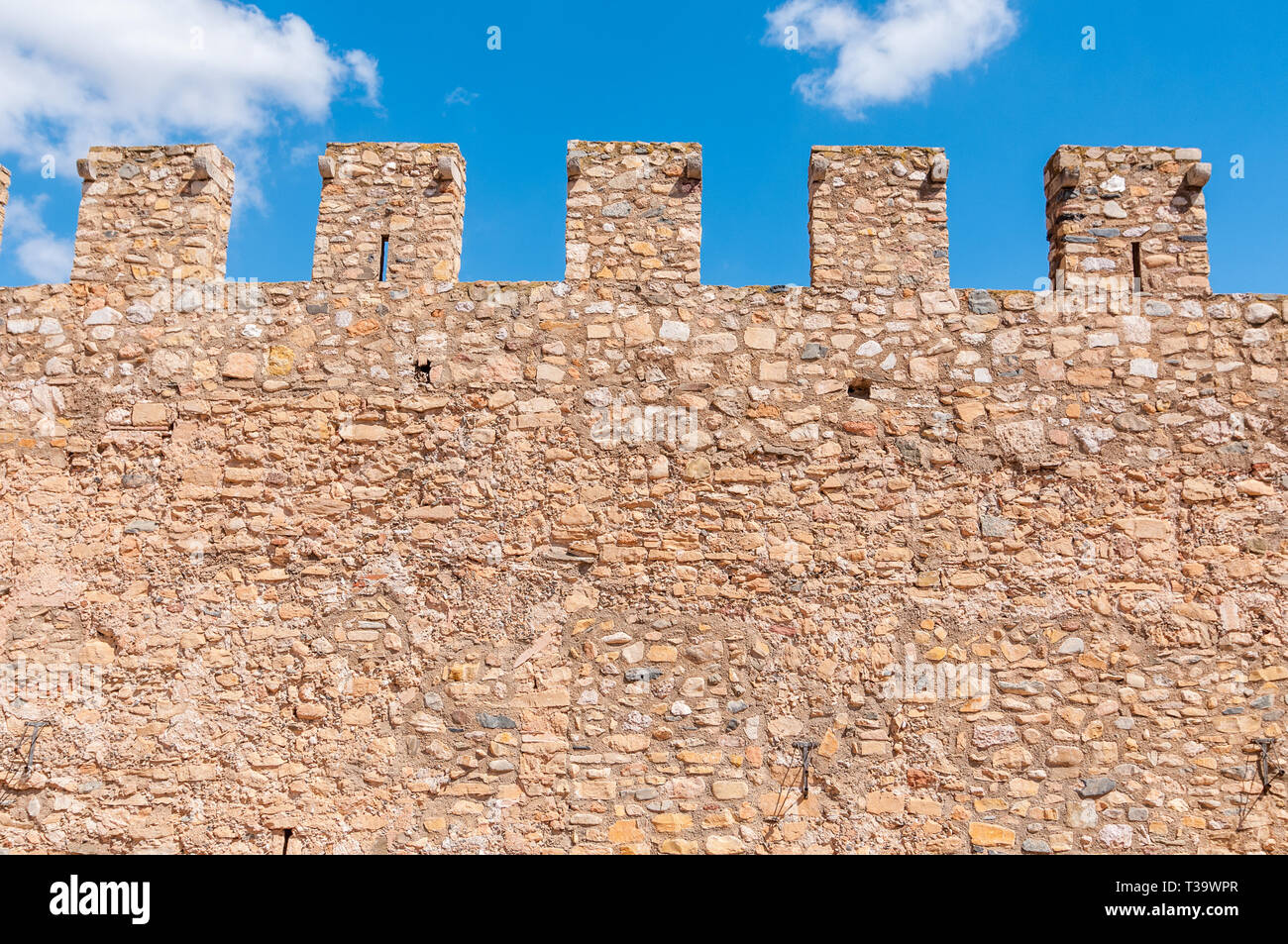 defensive wall with merlons in Montblanc, Catalonia, Spain Stock Photo ...