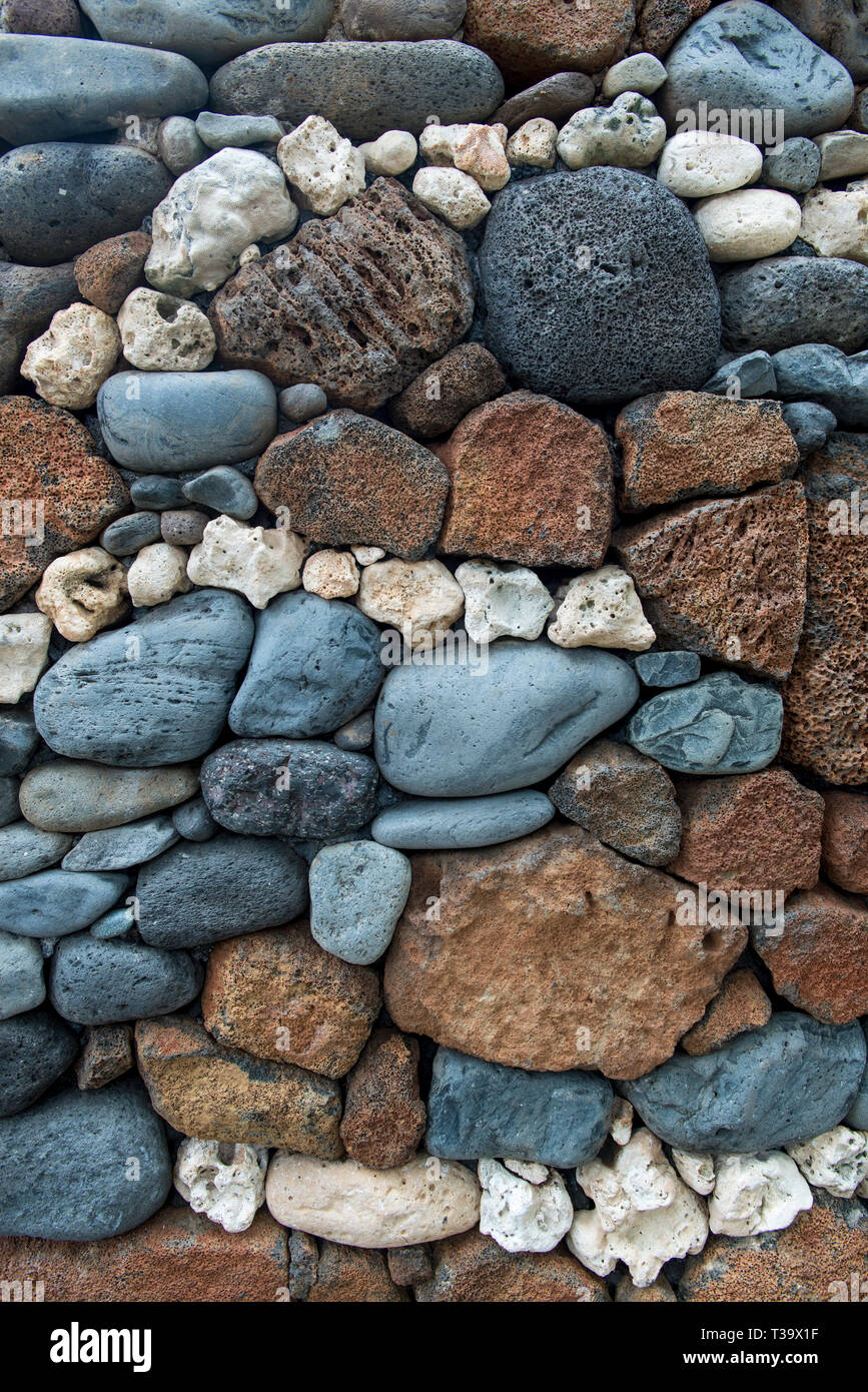 Stone wall in town of Kuau, Maui, Hawaii Stock Photo - Alamy