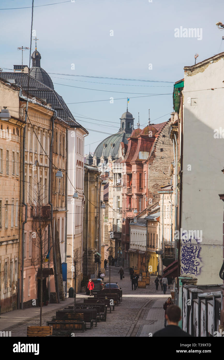 old european street view. retro buildings Stock Photo - Alamy