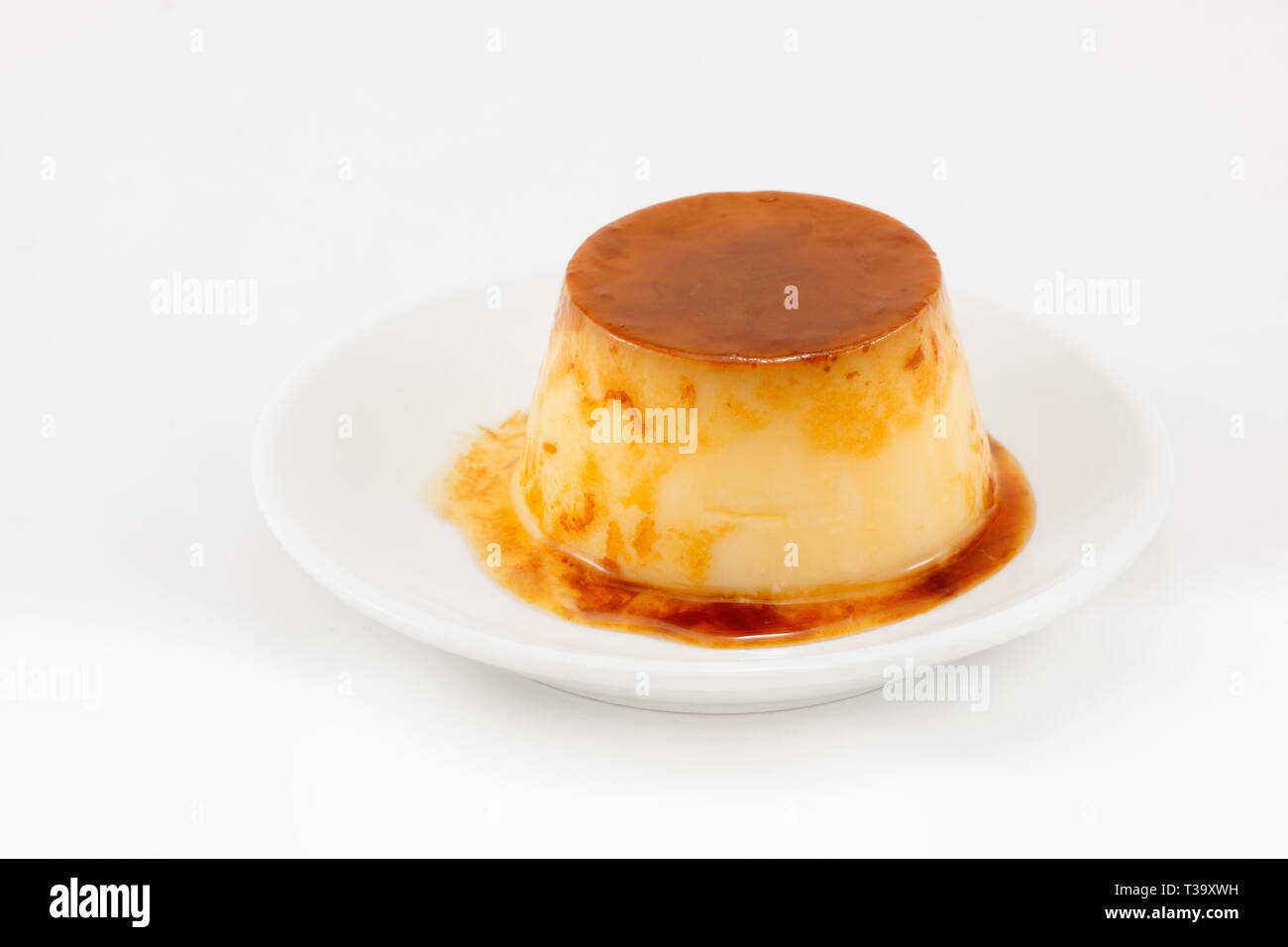 Egg flan isolated on white background Stock Photo - Alamy