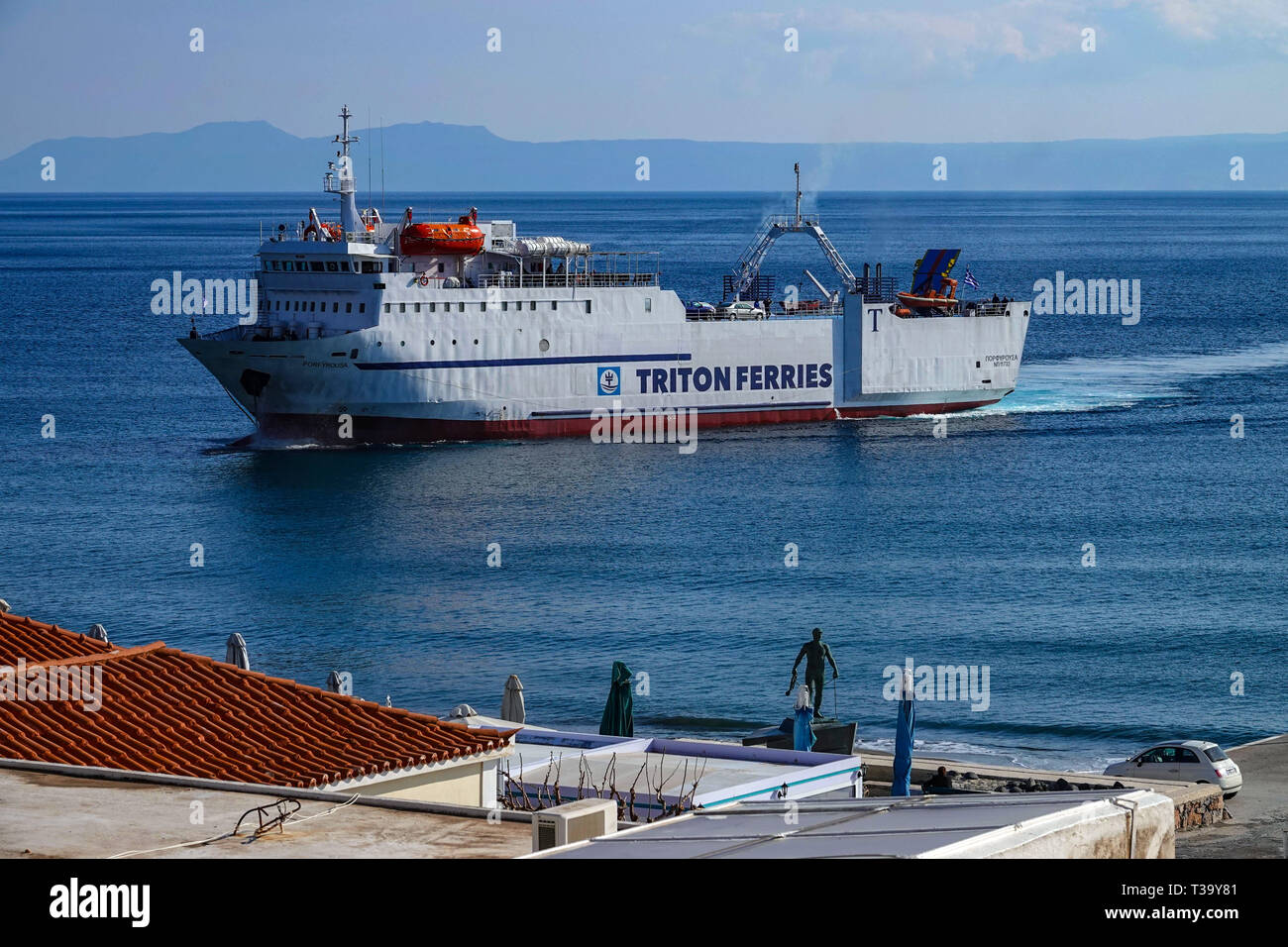 Triton Ferries, ferry docking at Neapoli Voion, Peleponnese, Greece ...