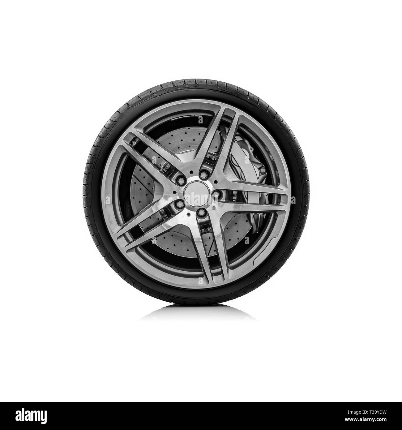 Car wheel isolated on white background Stock Photo - Alamy