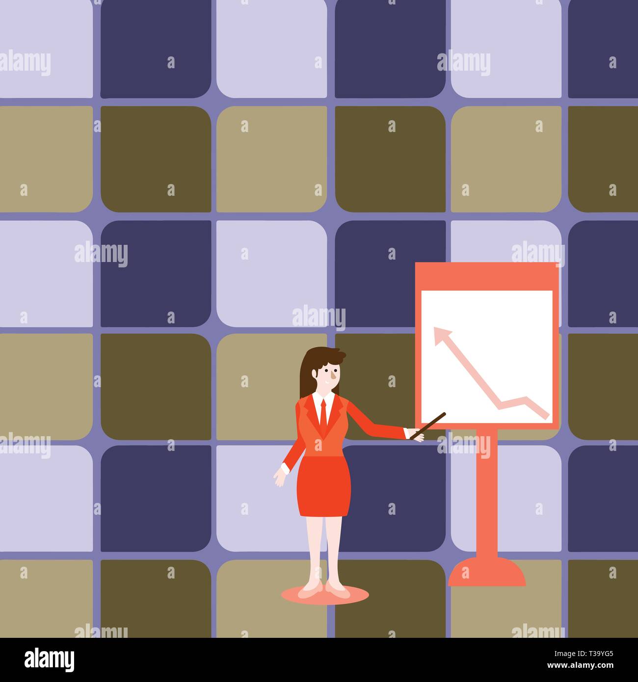 Businesswoman Holding Stick Pointing to Chart of Arrow Upward on ...