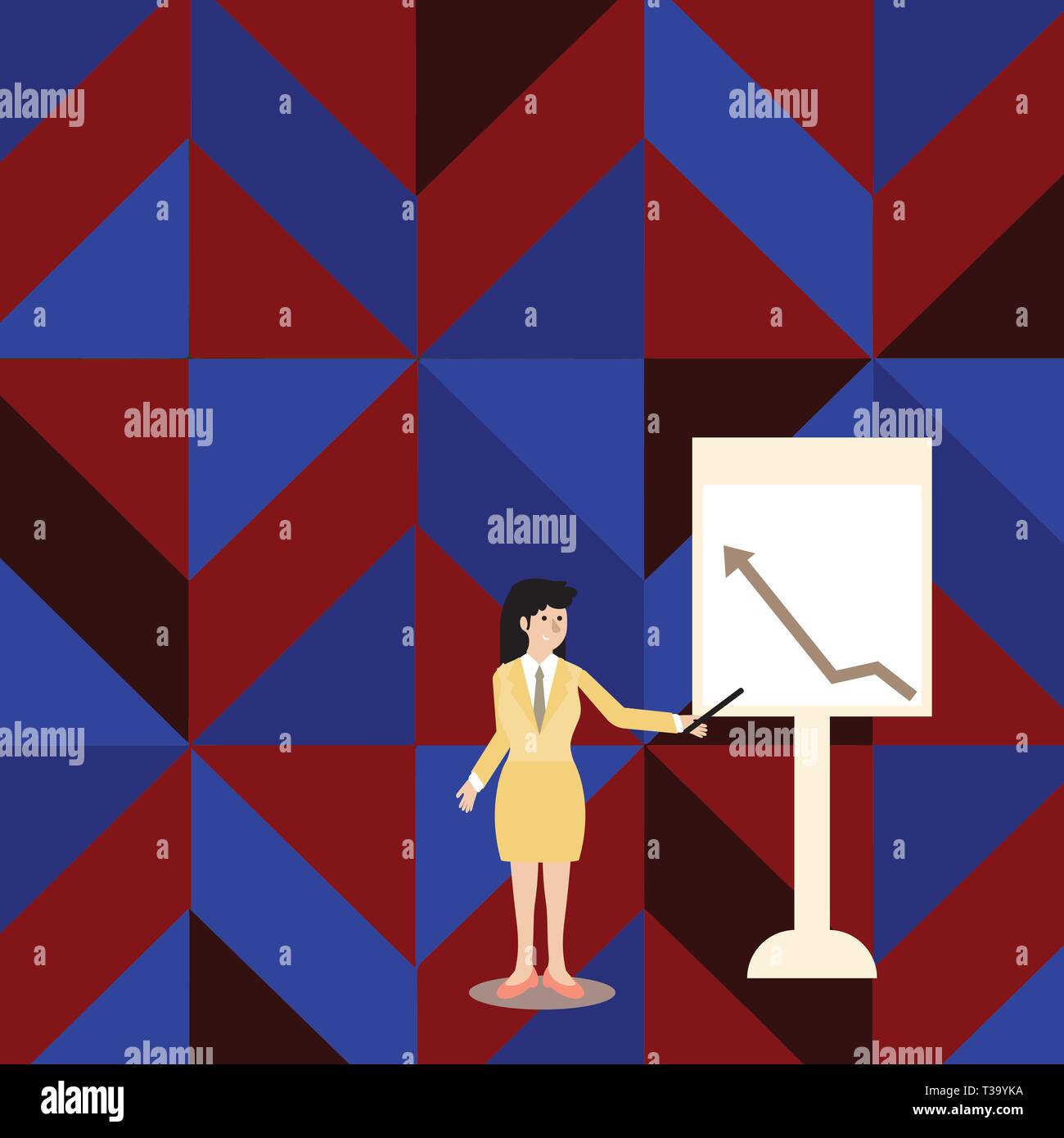 Businesswoman Holding Stick Pointing to Chart of Arrow Upward on ...