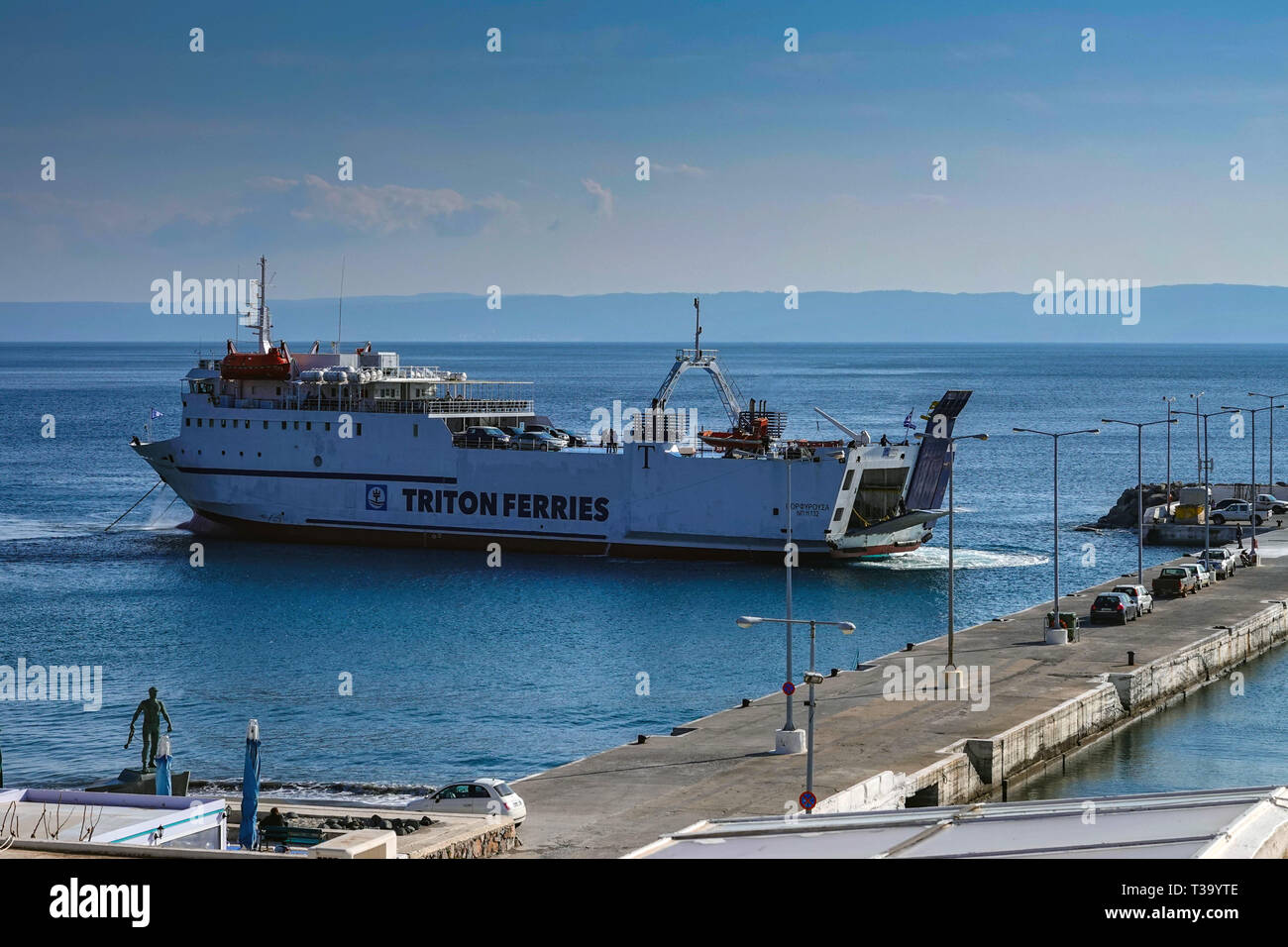 Triton Ferries, ferry docking at Neapoli Voion, Peleponnese, Greece ...
