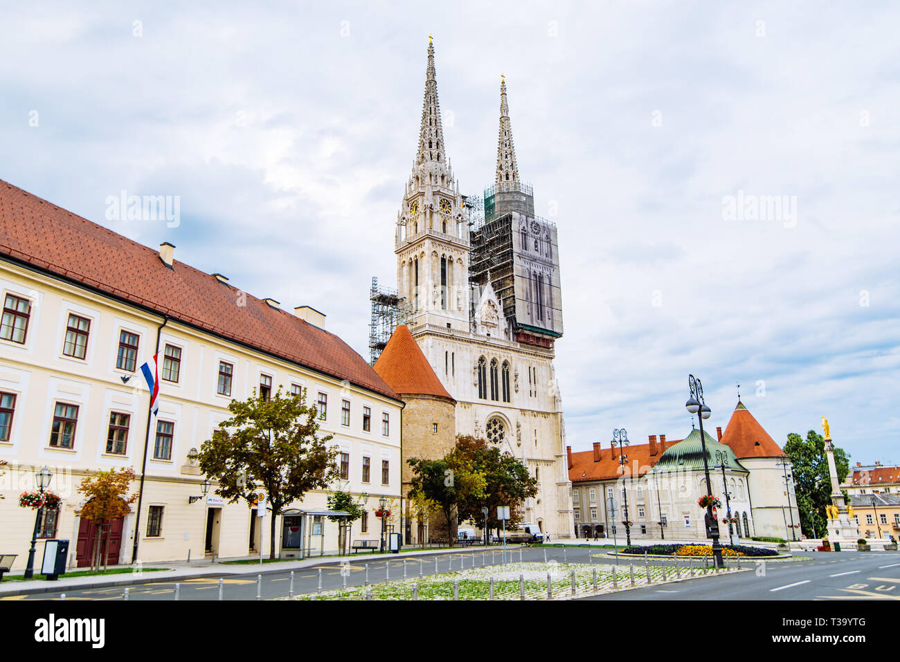 cathedral of zagreb old european gothic church. historic place Stock ...