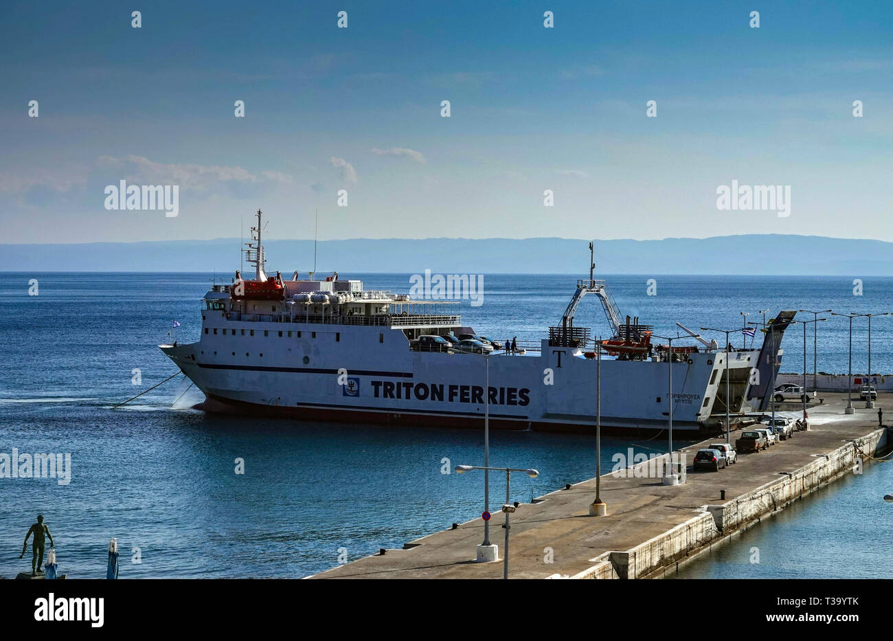 Triton Ferries, ferry docking at Neapoli Voion, Peleponnese, Greece ...