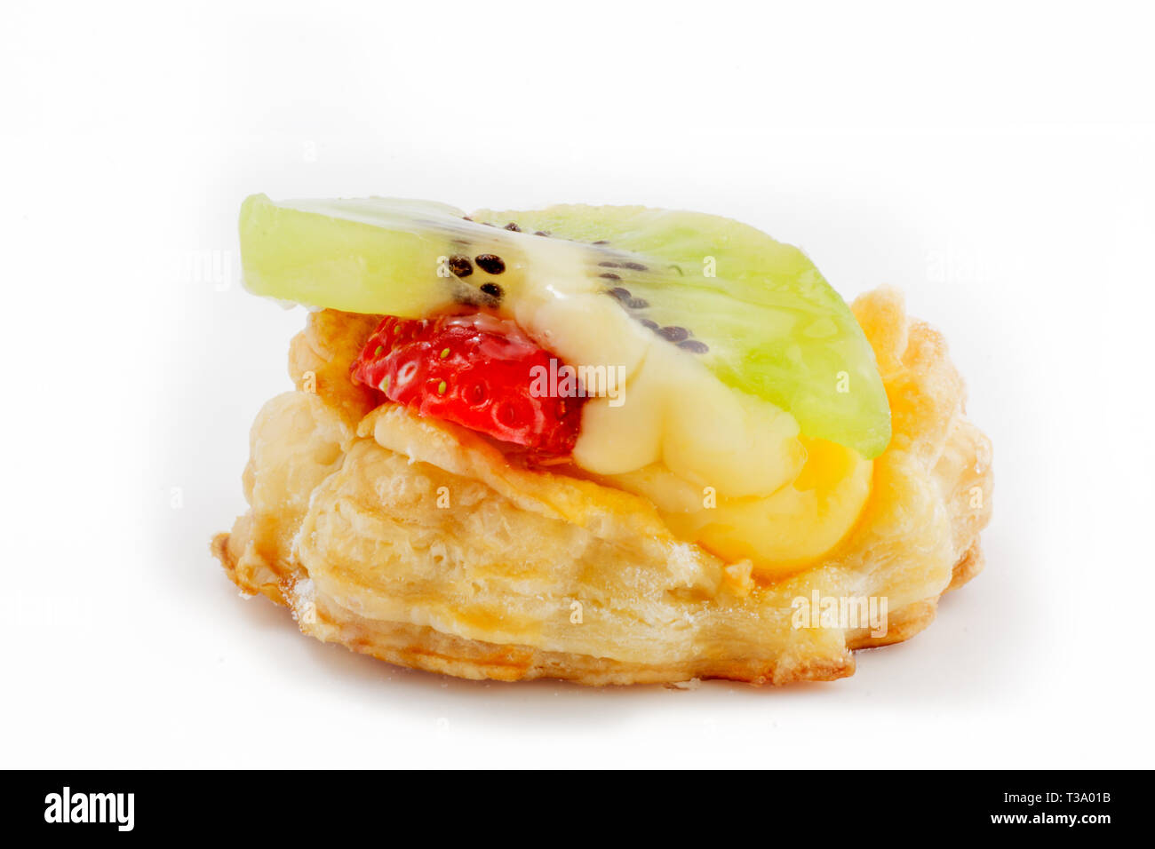 Mini puff pastry cake with fruit and cream filling Stock Photo - Alamy