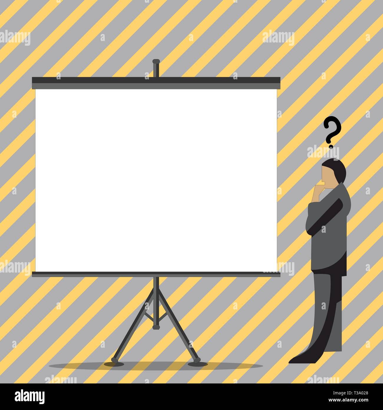 Businessman with Question Mark Above his Head Standing Beside Blank ...
