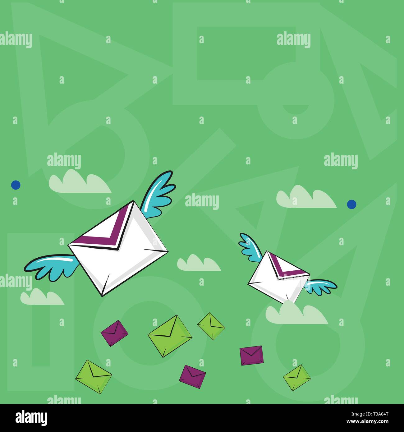 Many Colorful Airmail Flying Letter Envelopes and Two of Them with ...