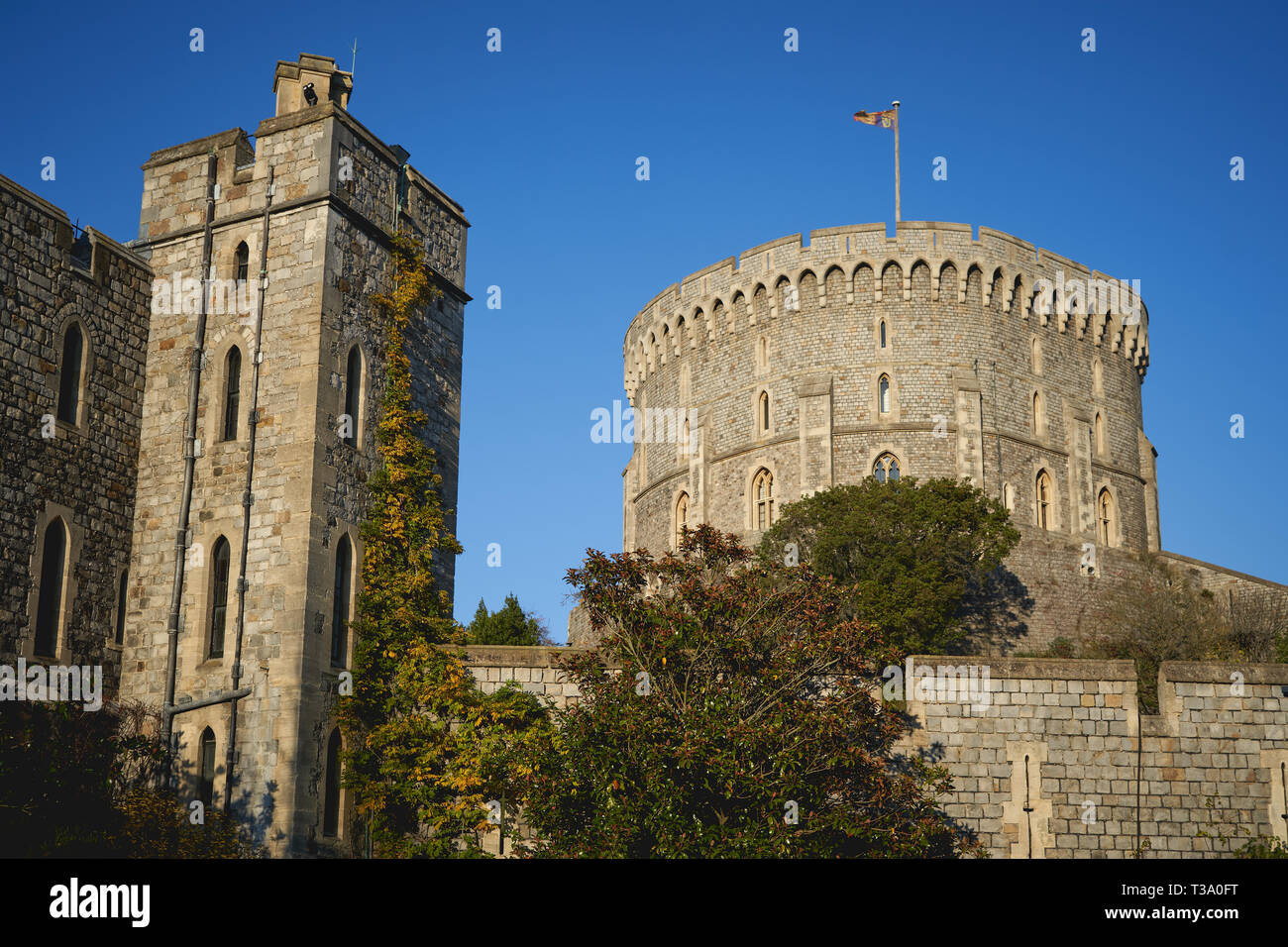 Windsor, UK - December, 2018. The Round Tower in the middle ward of ...