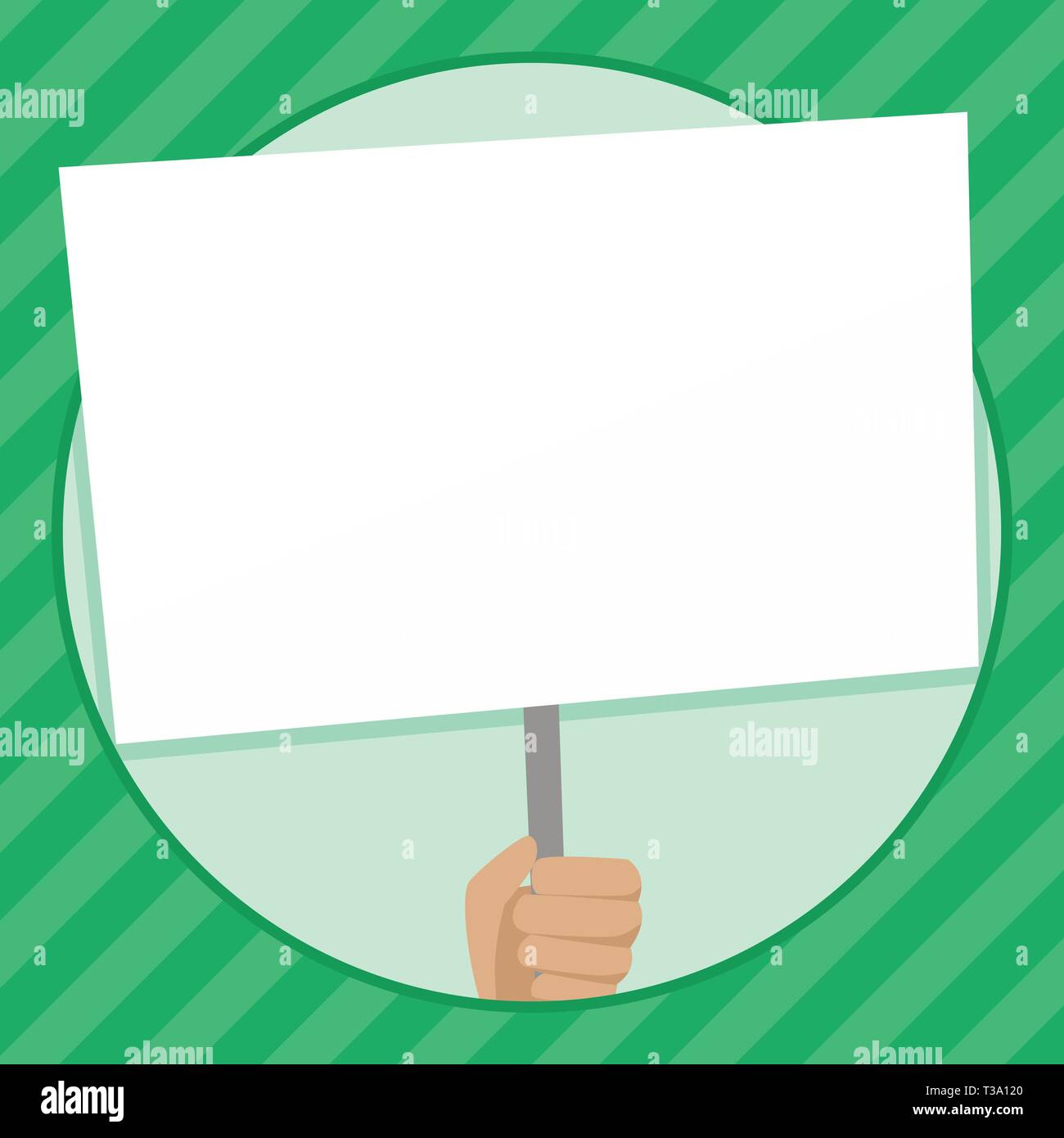 Hand Holding Blank White Placard Supported by Handle for Social ...