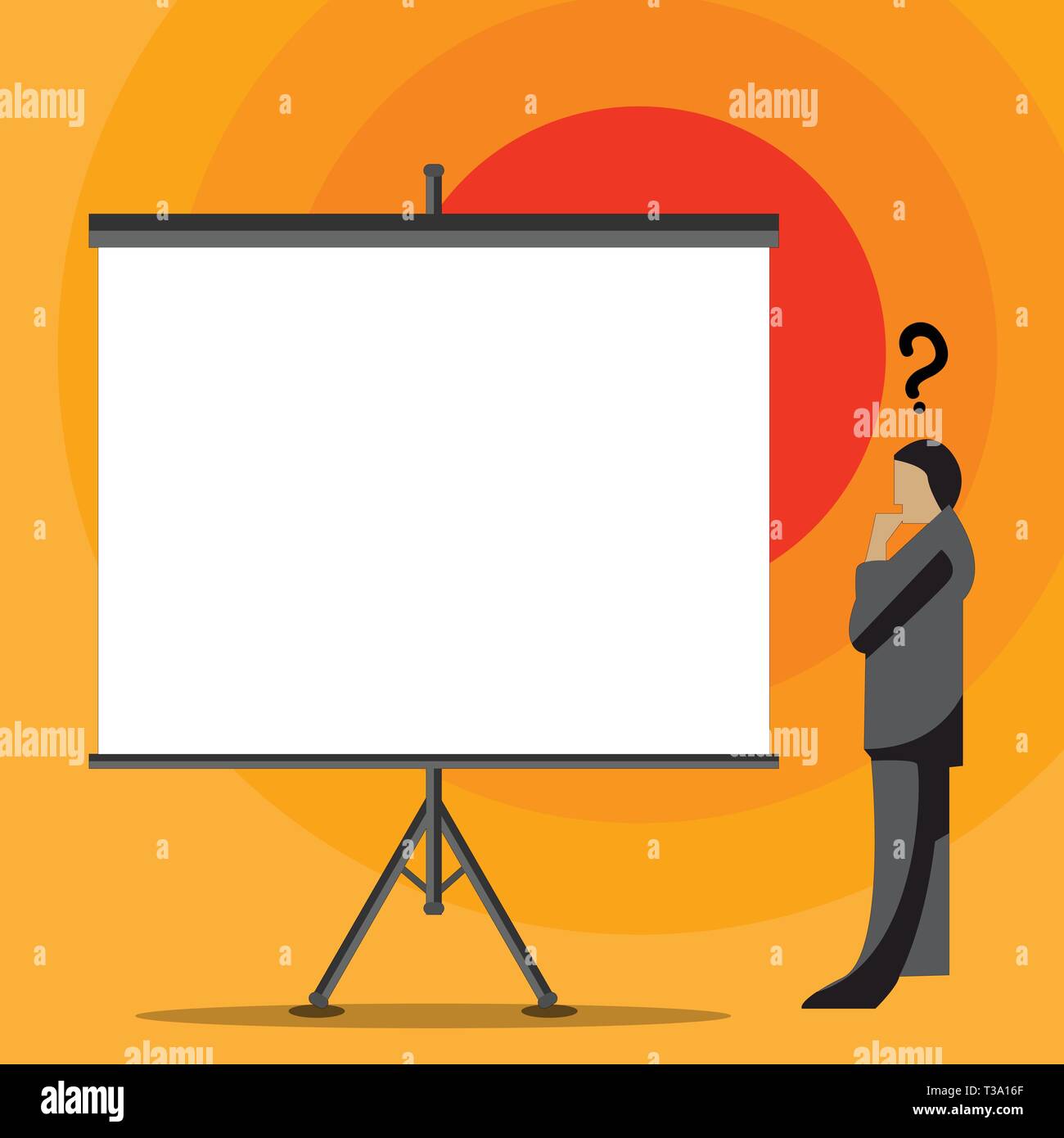 Businessman with Question Mark Above his Head Standing Beside Blank ...