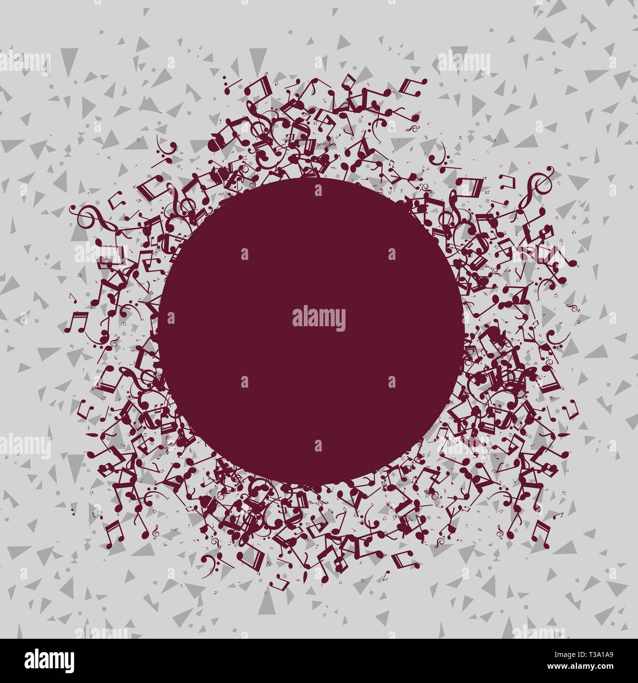 Disarrayed and Jumbled Musical Notes Icon Surrounding Blank Colorful ...