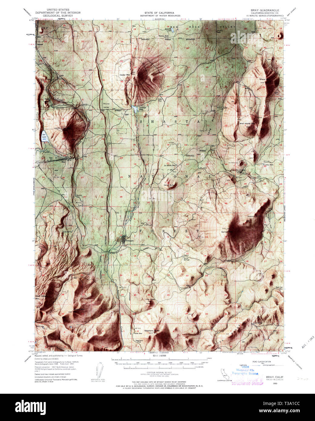 Map of california 1950 hi-res stock photography and images - Alamy