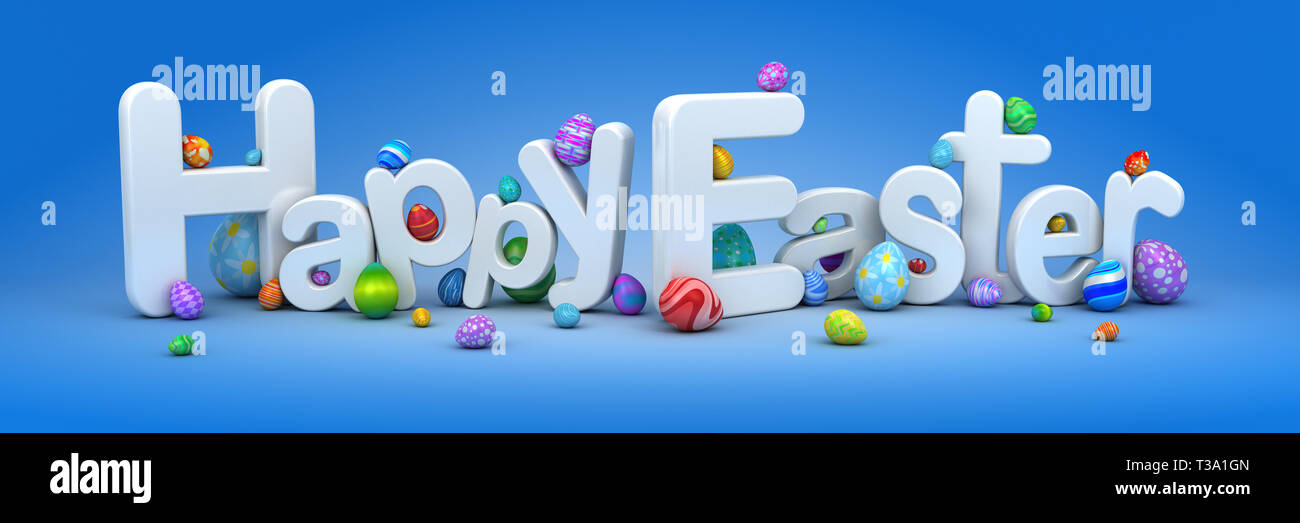 Happy easter text surrounded hi-res stock photography and images - Alamy