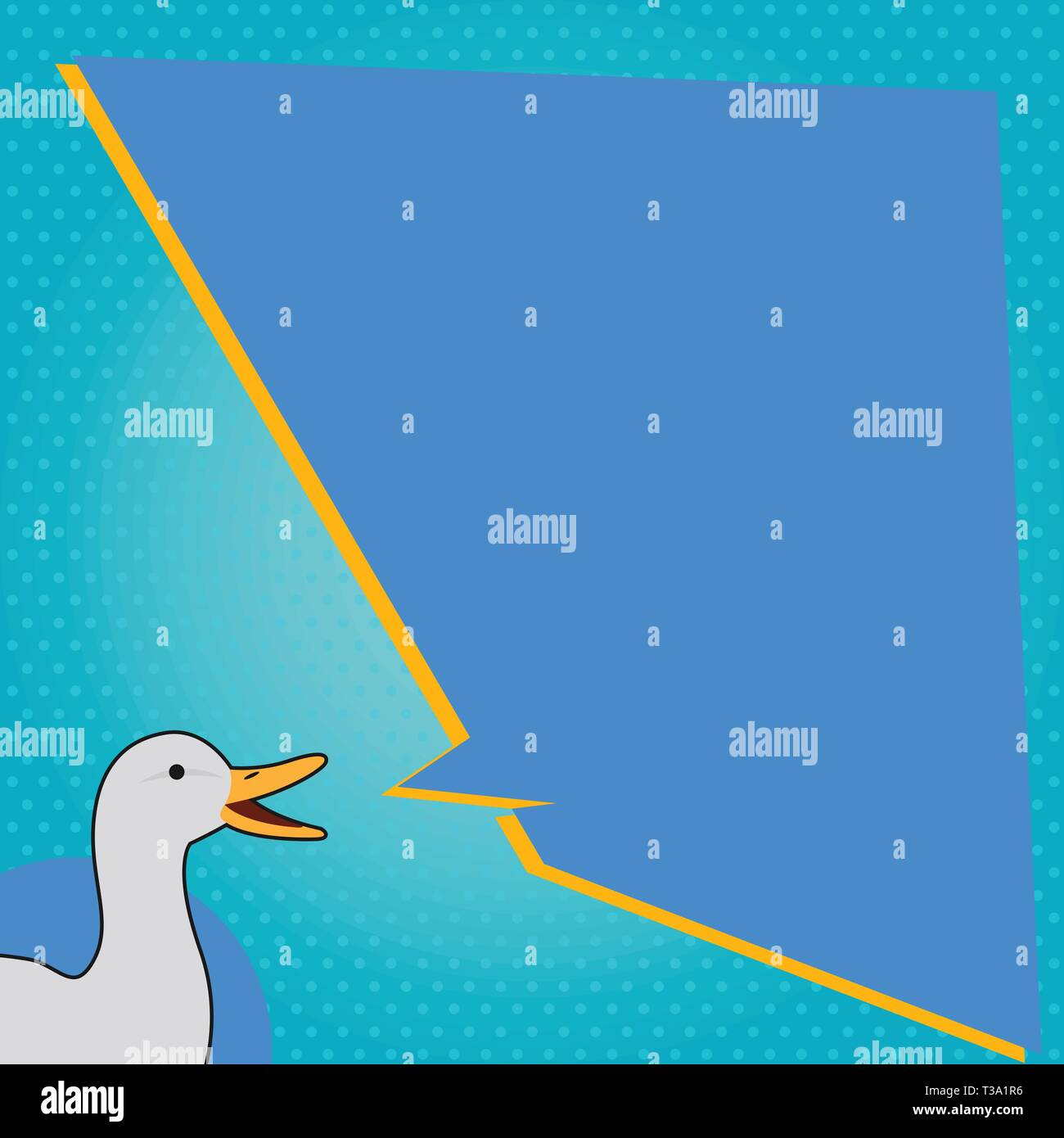 Illustration of Duck Speaking with Uneven Shape Blank Blue Speech ...