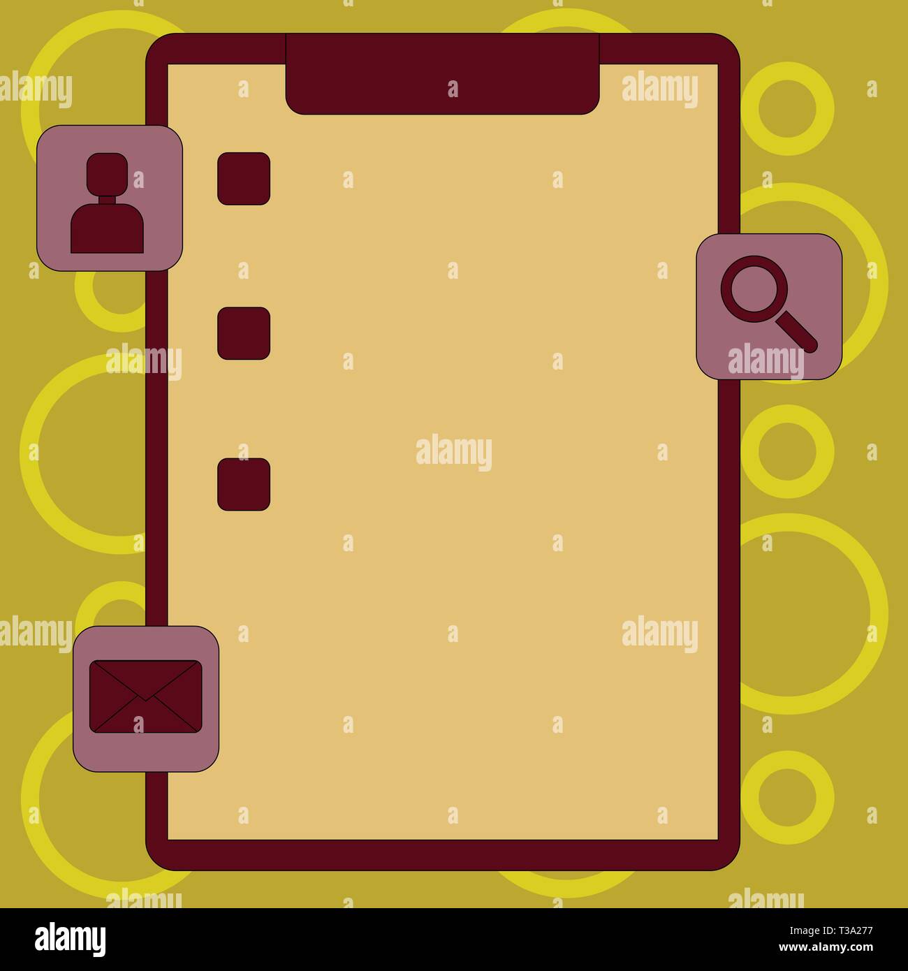 Clipboard with Tick Box and 3 Apps Icons for Assessment, Updates ...