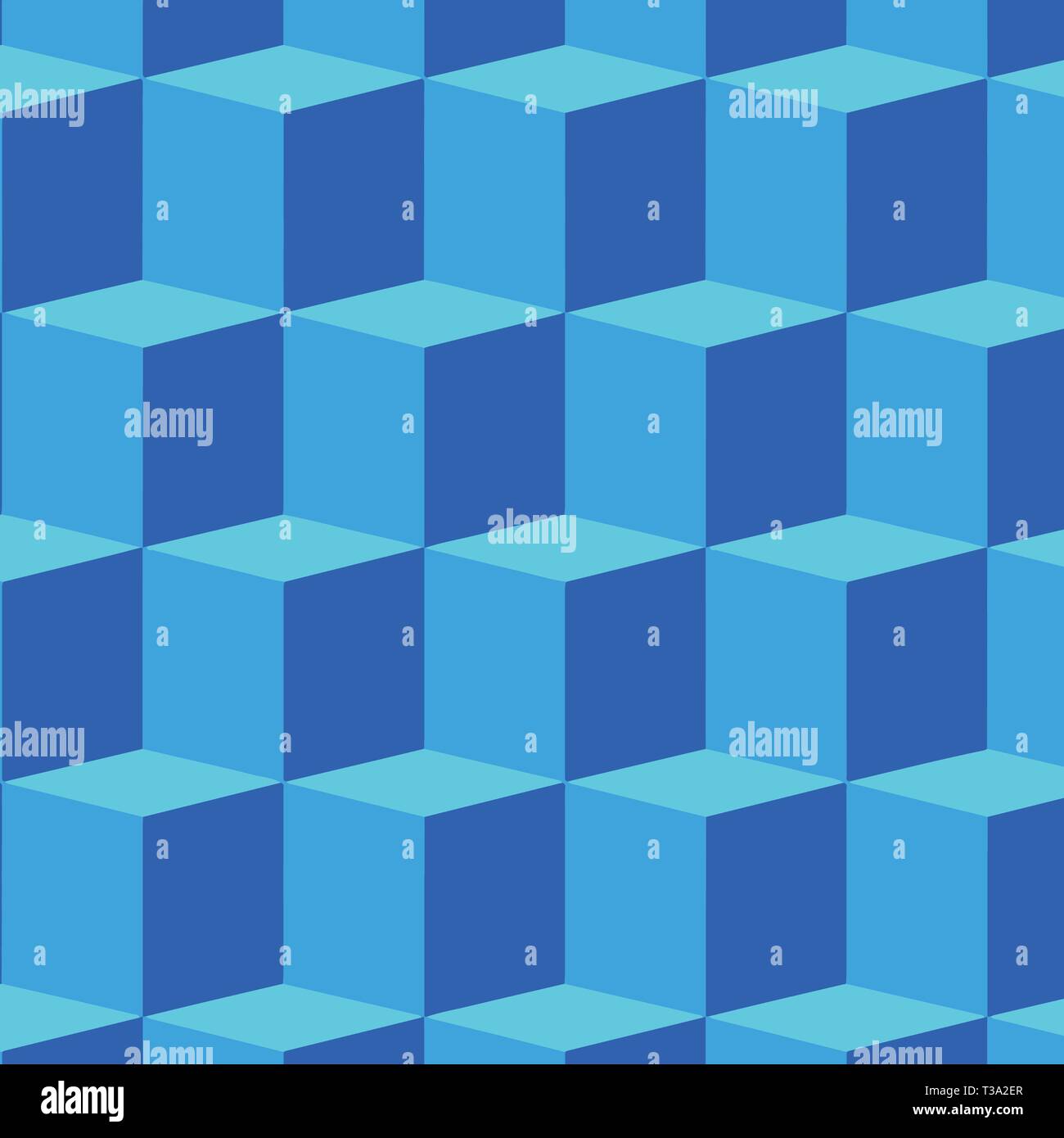 Isometric Cubic Blocks Pattern in Blue Creating 3D, Depth and ...