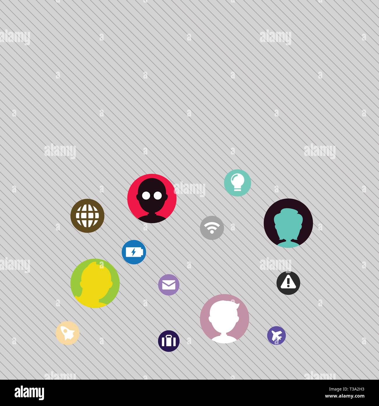 Networking Technical Icons with Chat Heads Scattered on Screen for Link ... Networking Technical Icons with Chat Heads Scattered on Screen for Link ...
