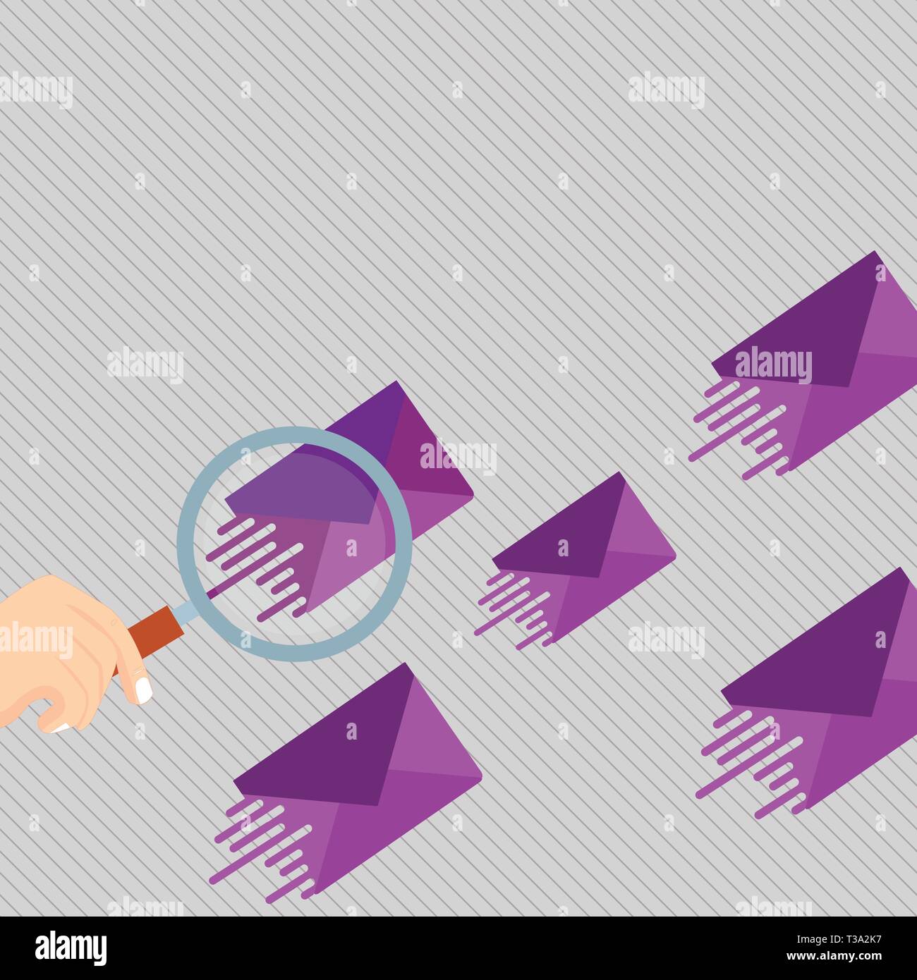 Magnifying Glass on One Different Color Envelope and others has Same ...