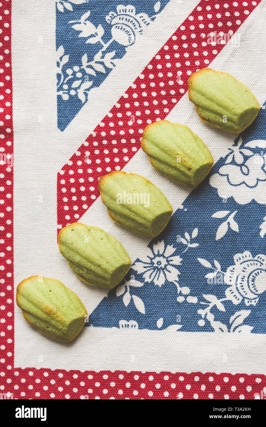 Nut pistachio cookie madeleine - madlen on a napkin Stock Photo - Alamy