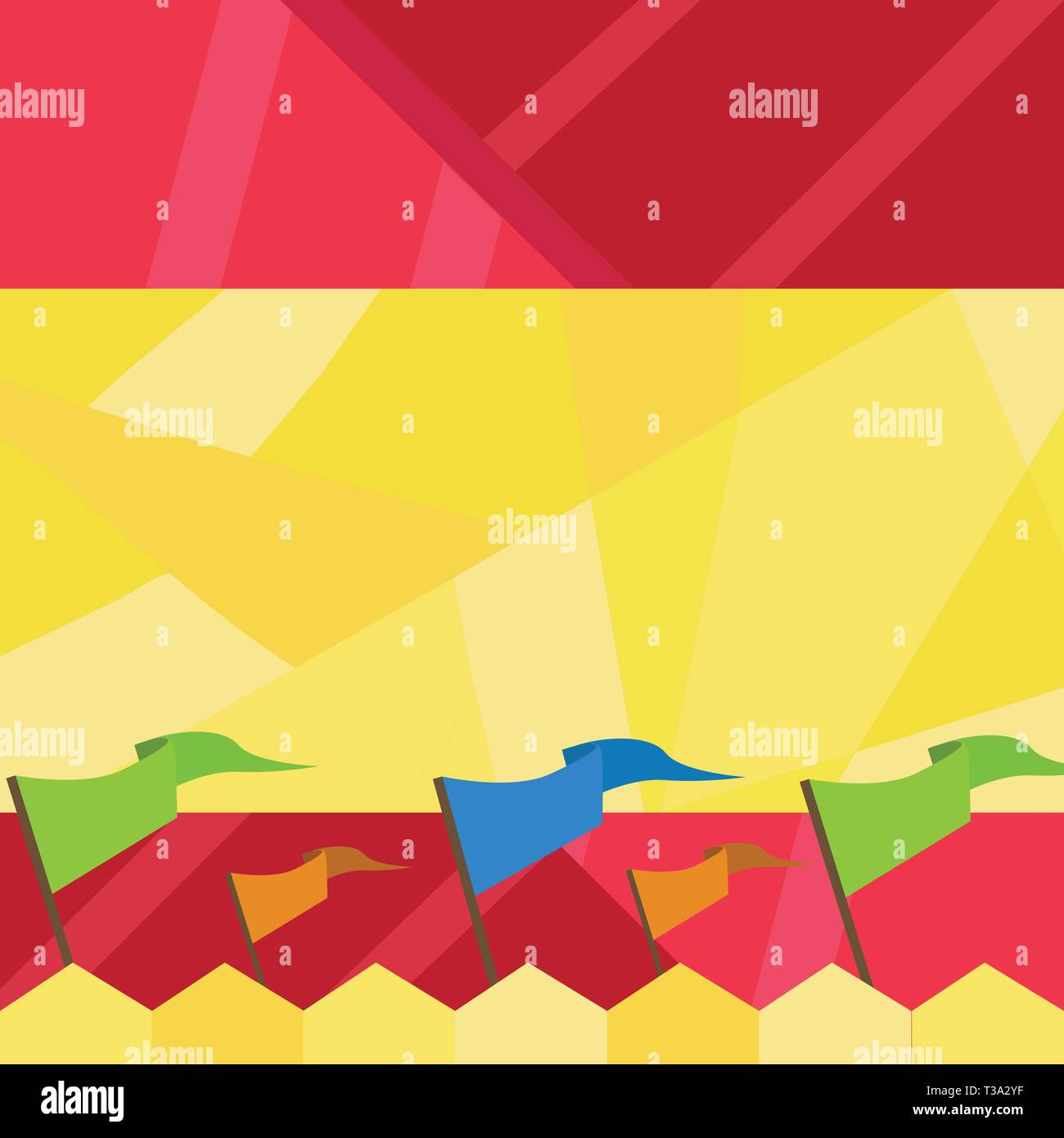 Blank Solid Colorful Pennant Streamer Flag on Stick Mounted on Picket ...